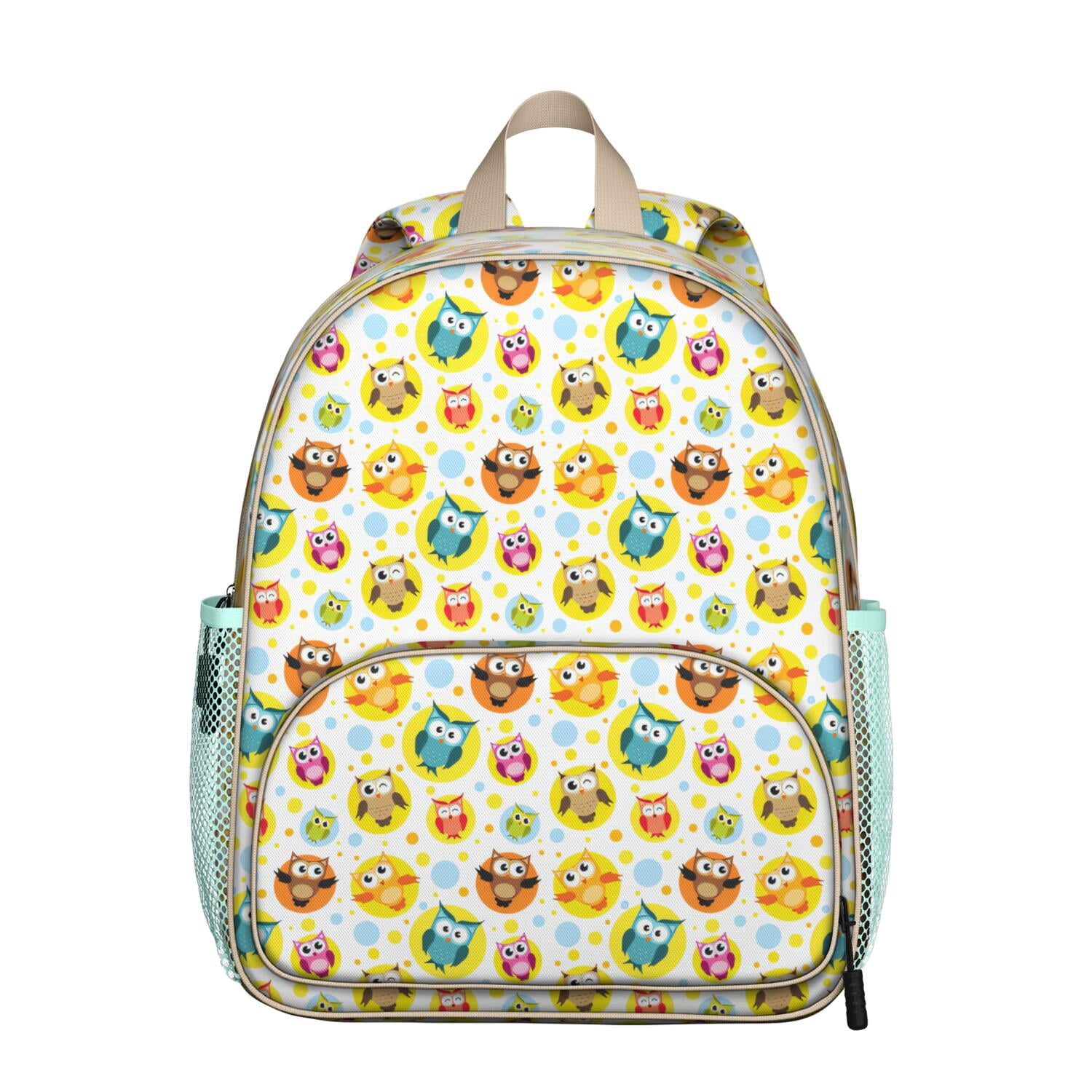 Cute Owl Student Backpack – Big Eyes Snowy Owl Cartoon Print With Night ...