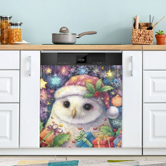 Cute Owl in Christmas with Many Gifts Dishwasher Magnet Refrigerator ...