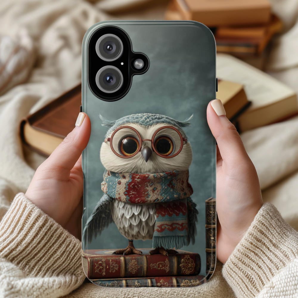 Cute Owl with Books Reader Lover Phone Case with iPhone 17 to 11 Pro ...