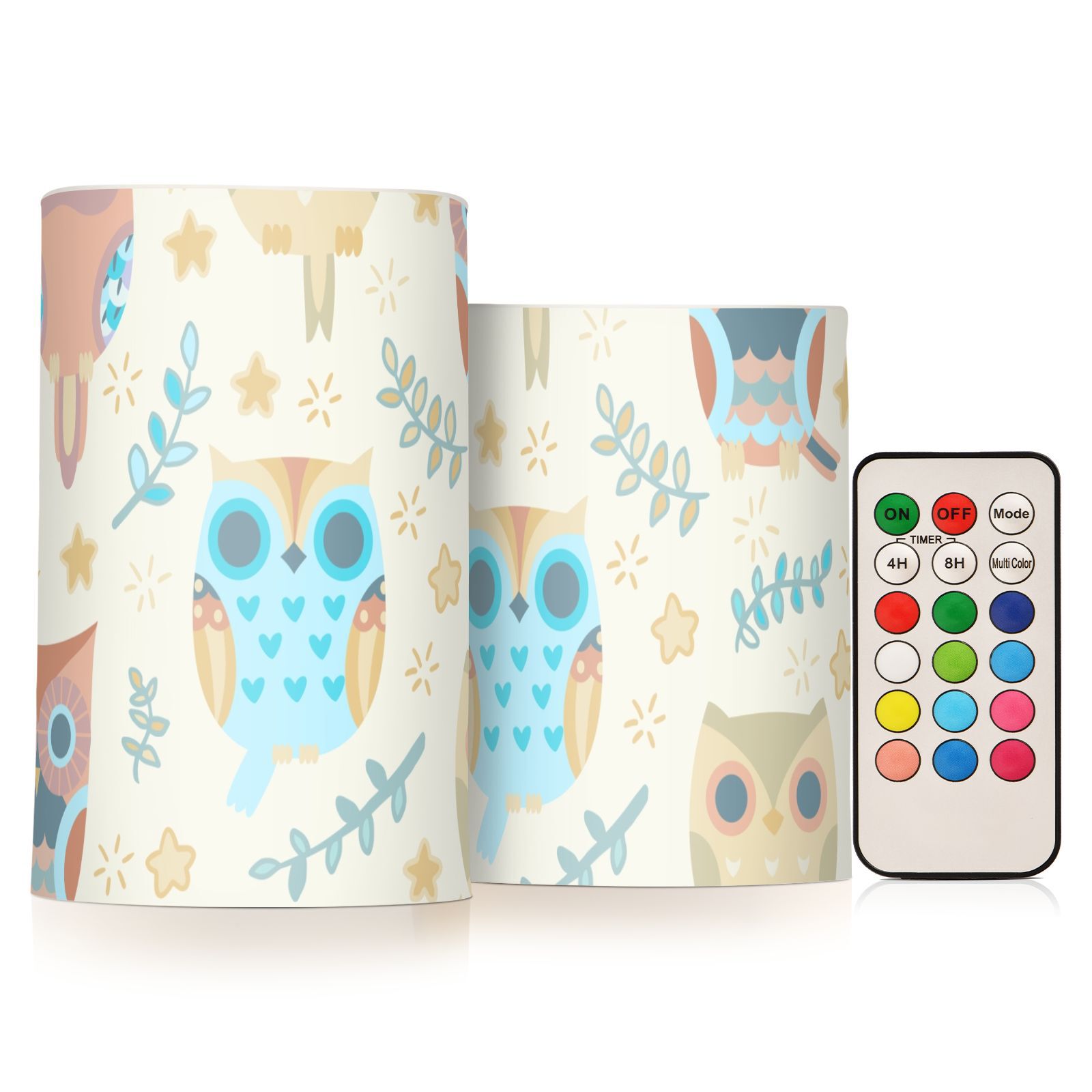 Cute Owls 2 PCS LED Flickering Flameless Candles with Remote Control ...