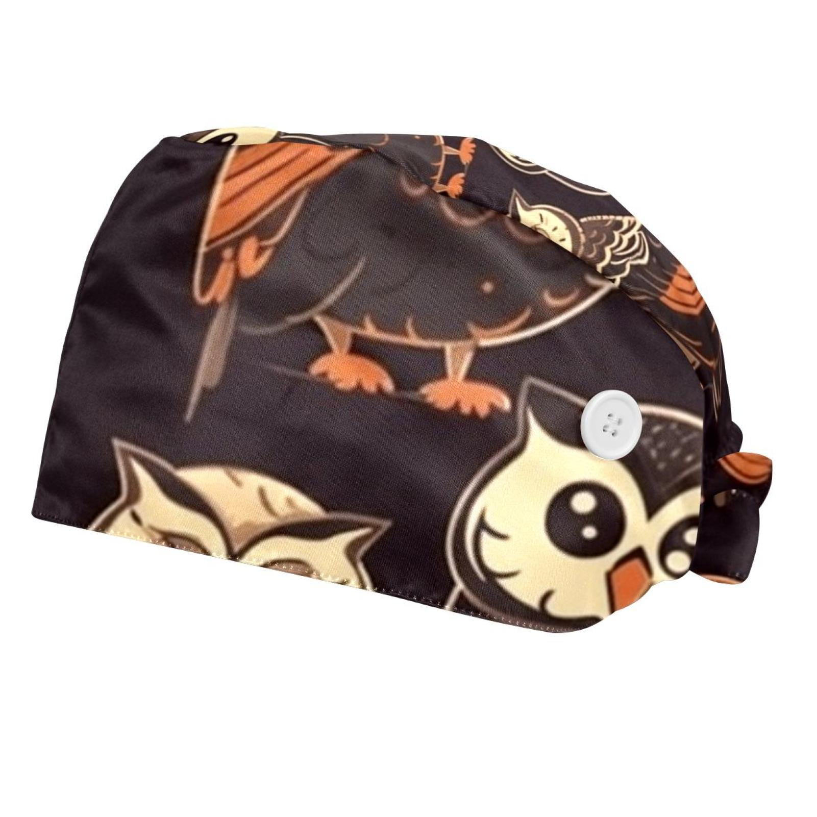 Cute Owls Adjustable Women Working Caps with Buttons One Size Fits All ...