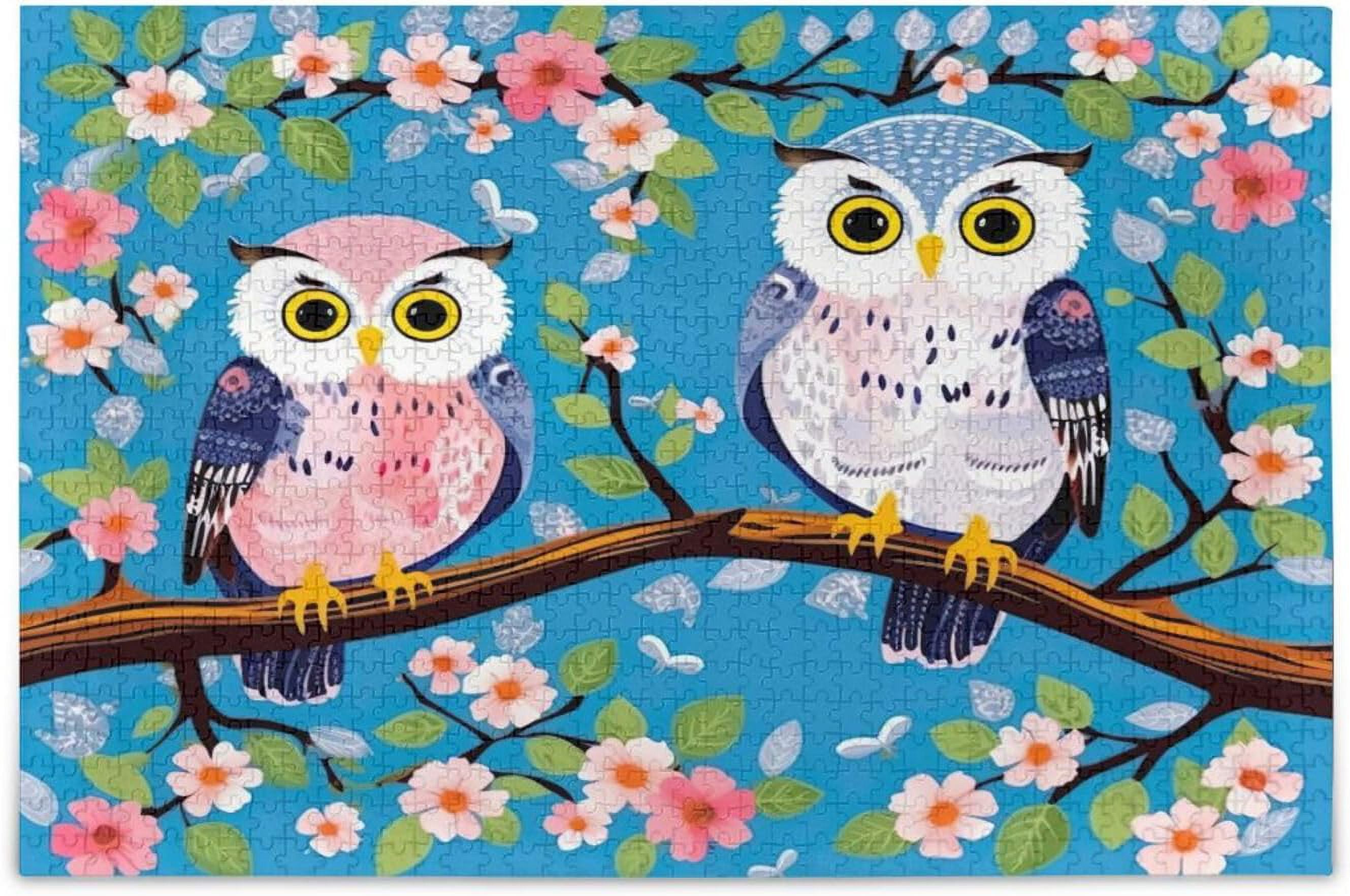 Cute Owls Blue Jigsaw Puzzles for Adults 1000 Pieces, Die-Cut Puzzle ...
