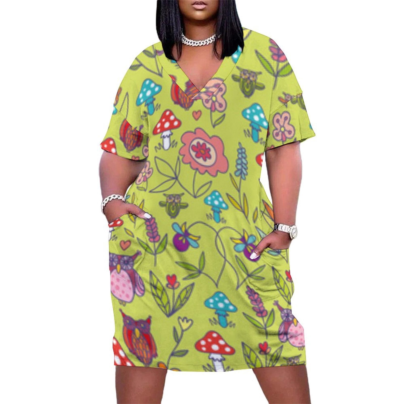 Cute Owls Floral Whimsical Pattern Summer Sundress for Curve Women ...