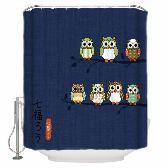 Cute Owls Harmony Bathroom Shower Curtains with 12 Hooks Polyester ...