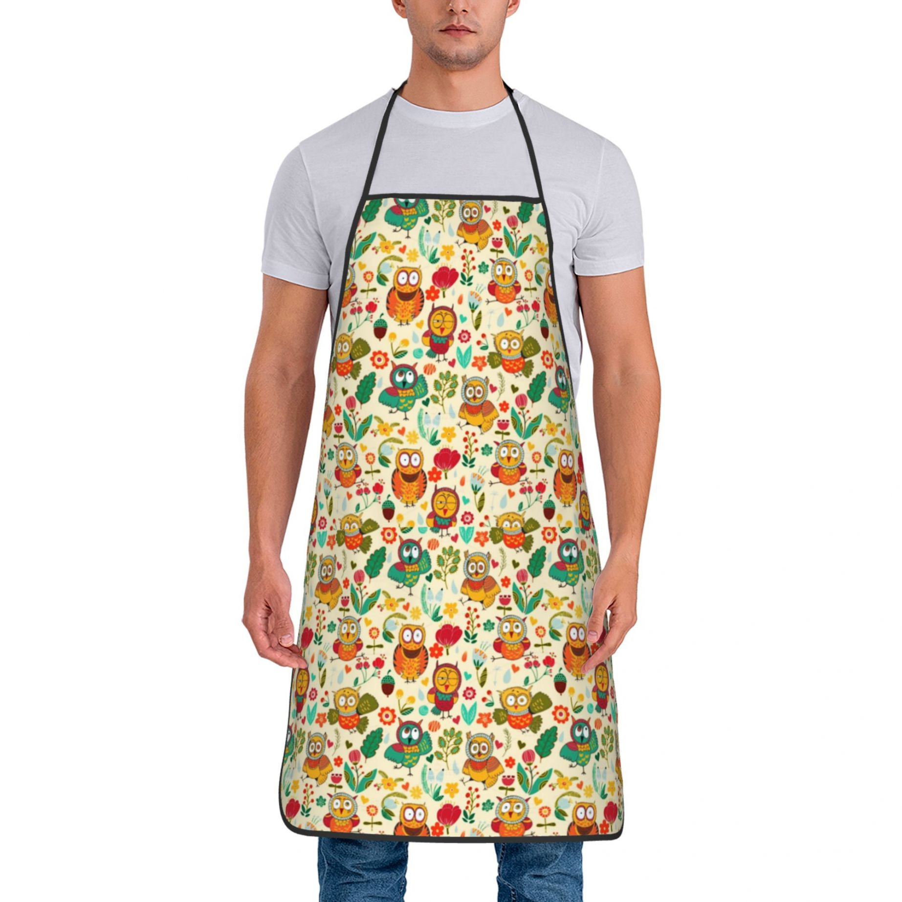 Cute Owls and Flowers Aprons for Women Men Waterproof Apron Kitchen ...