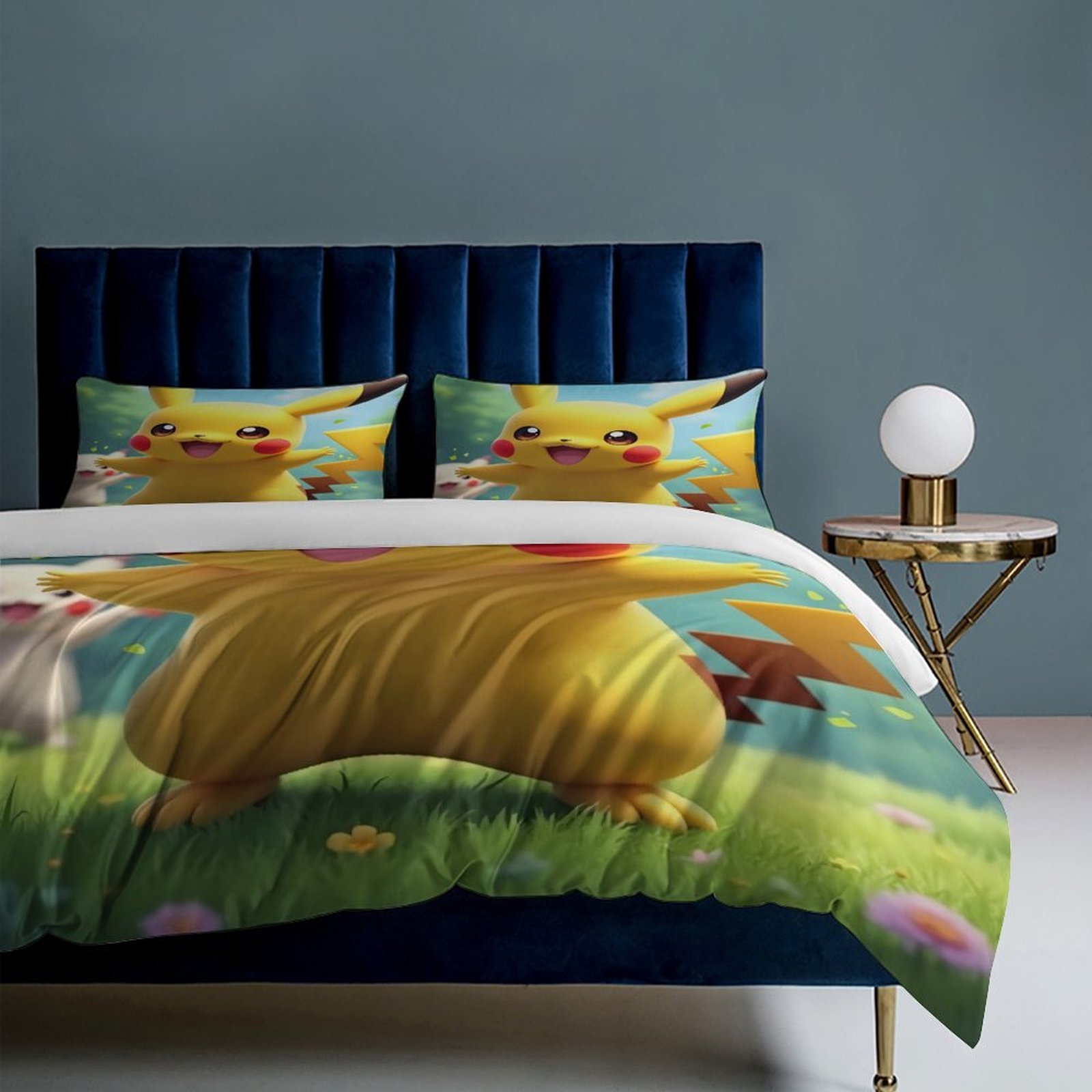 Cute P-okémon Pikachu Bedding Set,Duvet Cover Set for Kids Girls Teens ...