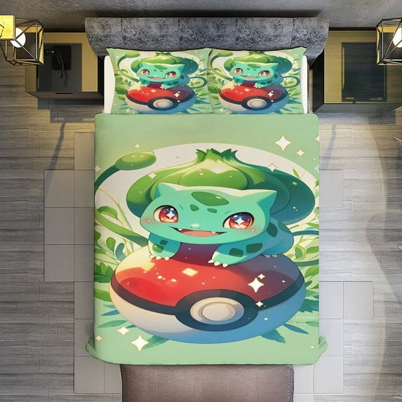 Cute P-okemon Bulbasaur Bedding Sets,Comforter Cover,Duvet Cover Set ...