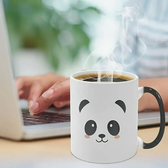 Cute PANDA ceramic coffee mug, heat sensit magic cup x-mas gift for mom ...
