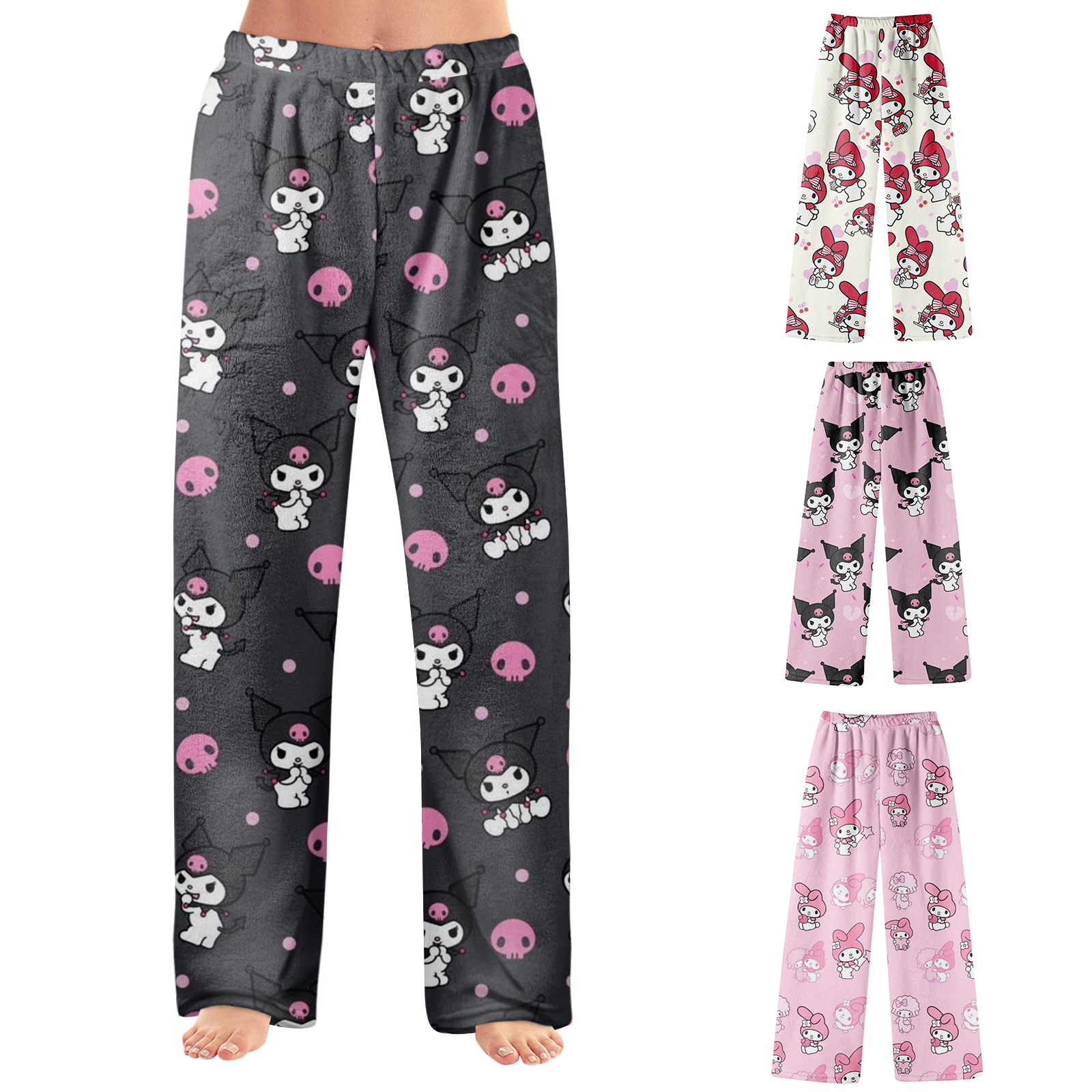 Cute Pajamas Pants, San-nrio Flannel Pajamas Women'S Warm Woolen ...