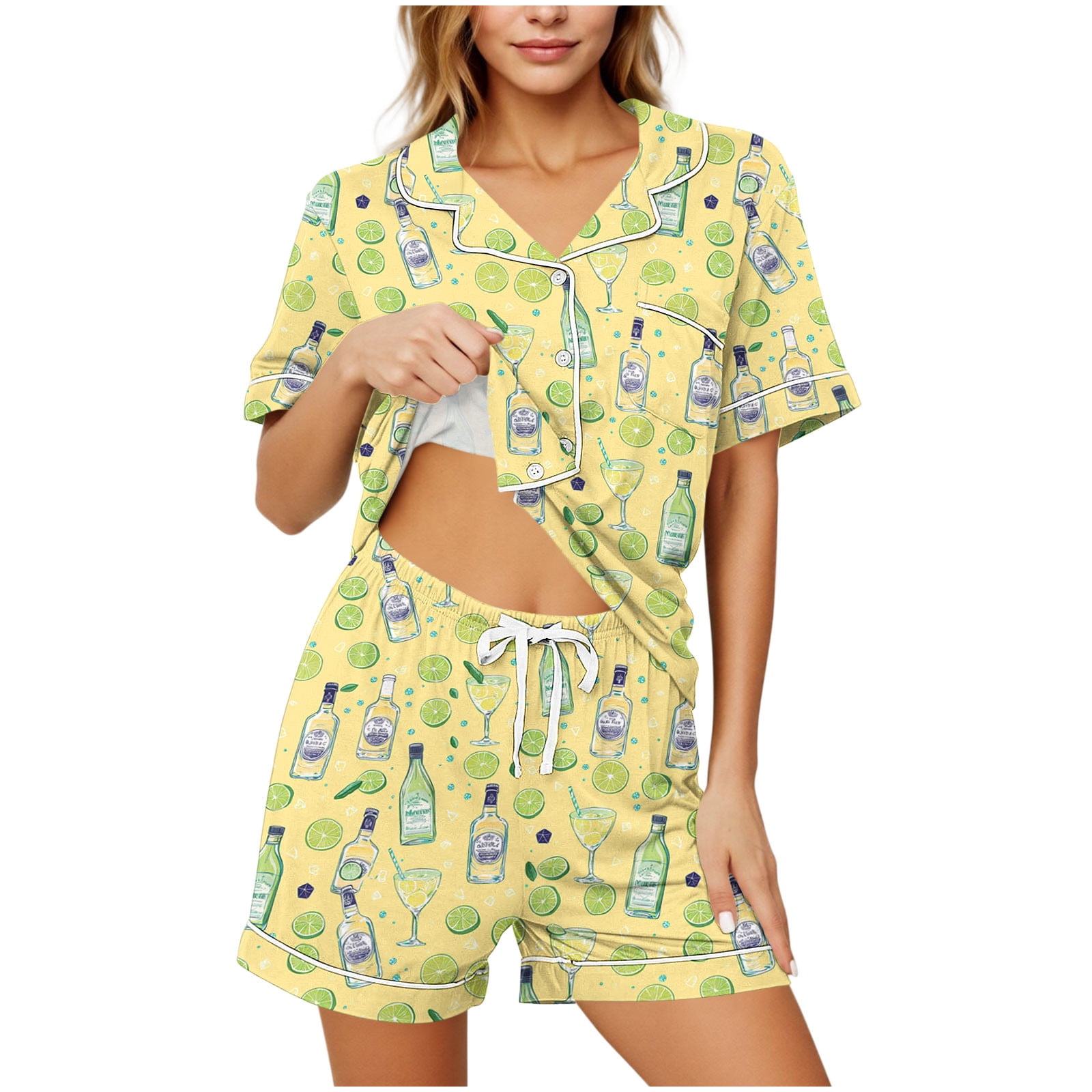 Cute Pajamas for Women 2 Piece Set Button Up Soft Pjs Short Sleeve ...