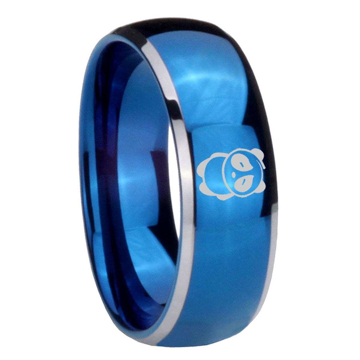 Cute Panda 8MM Polished Blue 2 Tone Dome Tungsten Men Ring - Walmart.com