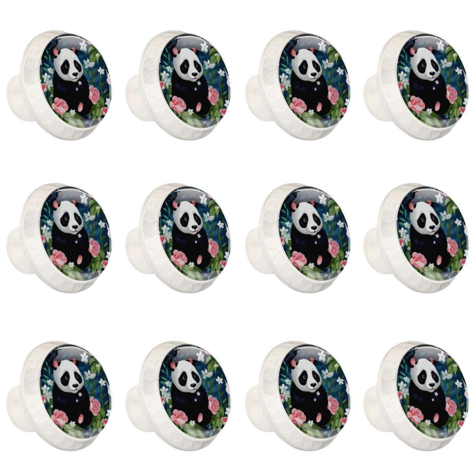 Cute Panda Animals 12 Pcs White Round Drawer Pulls with Screws,ABS and ...