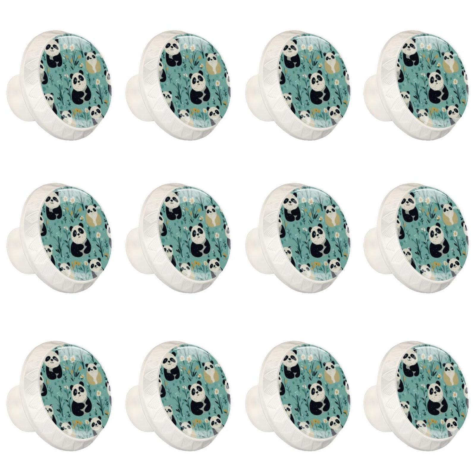 Cute Panda Animals 12 Pcs White Round Drawer Pulls with Screws,ABS and ...