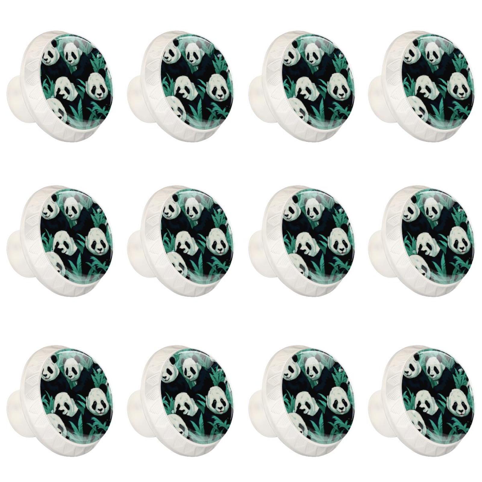 Cute Panda Animals 12 Pcs White Round Drawer Pulls with Screws,ABS and ...
