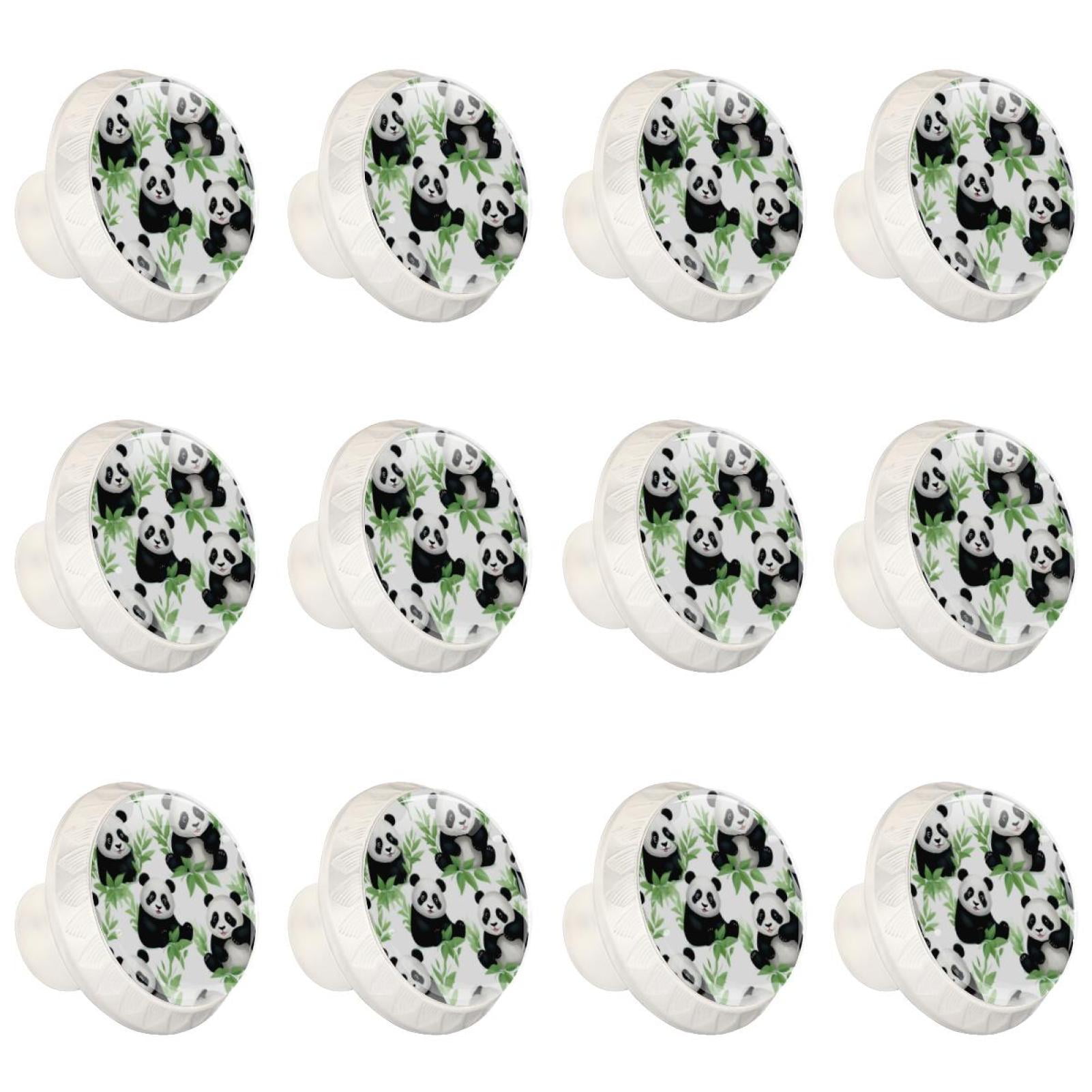 Cute Panda Animals 12 Pcs White Round Drawer Pulls with Screws,ABS and ...
