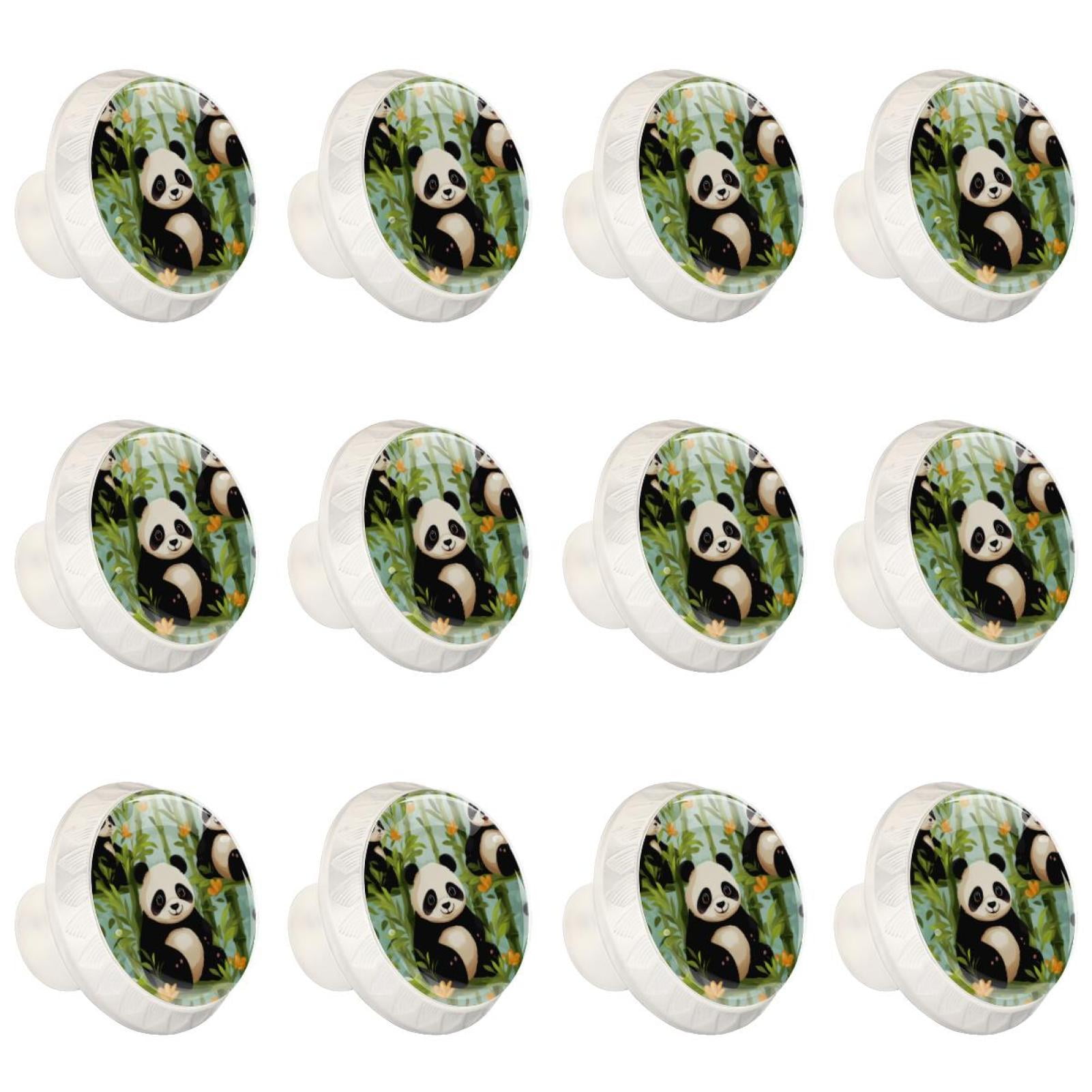 Cute Panda Animals 12 Pcs White Round Drawer Pulls with Screws,ABS and ...