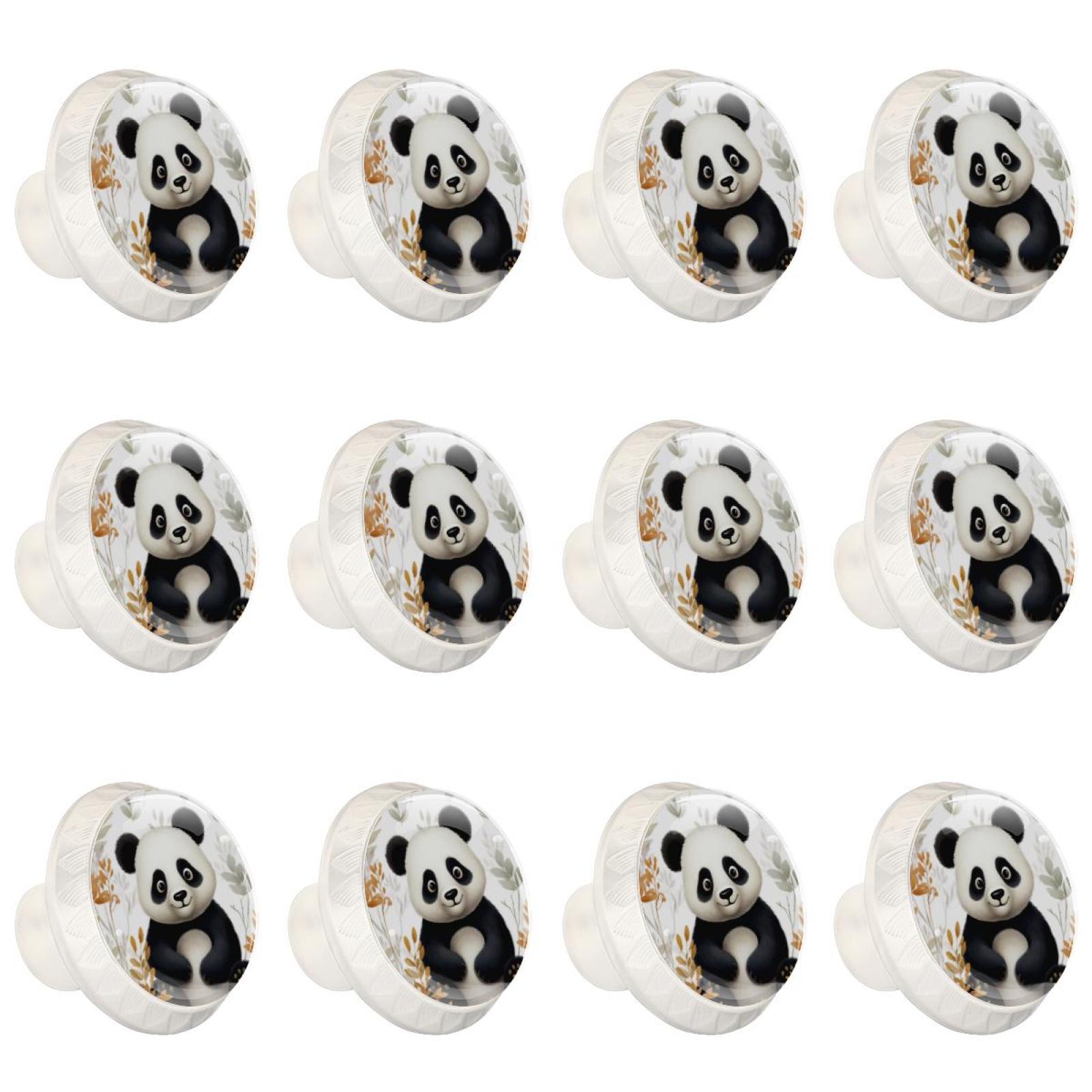 Cute Panda Animals 12 Pcs White Round Drawer Pulls with Screws,ABS and ...