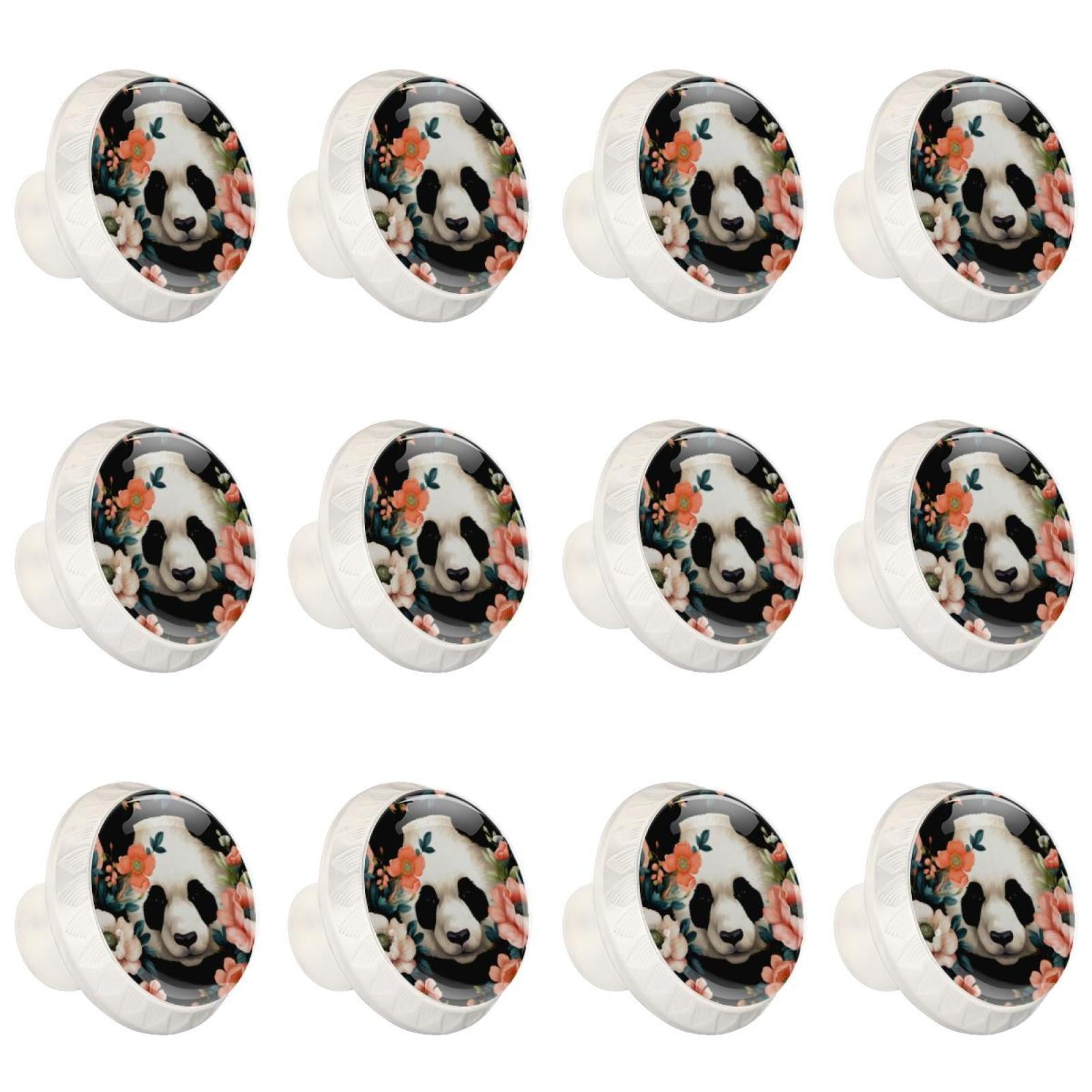 Cute Panda Animals 12 Pcs White Round Drawer Pulls with Screws,ABS and ...