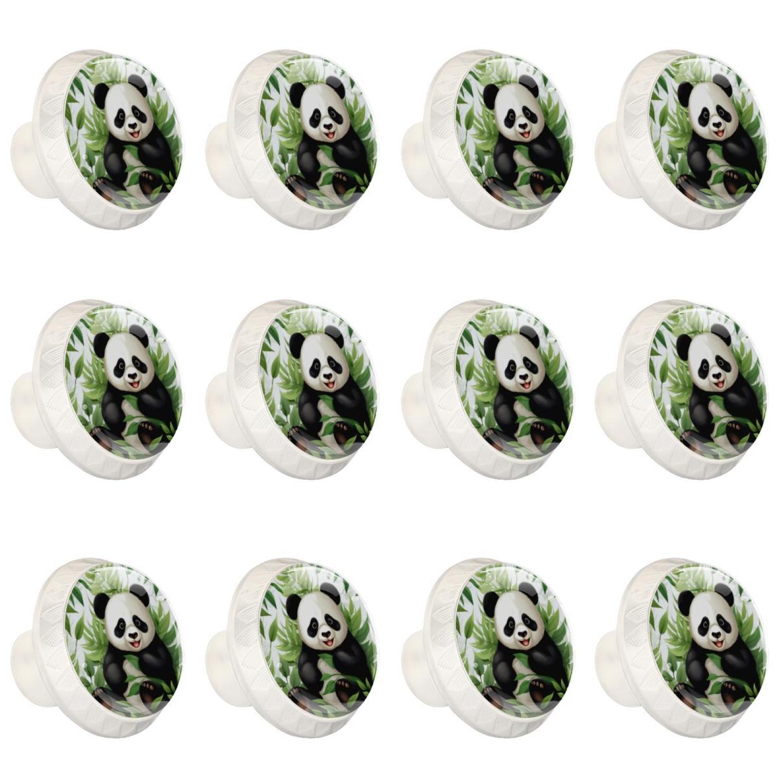 Cute Panda Animals 12 Pcs White Round Drawer Pulls with Screws,ABS and ...