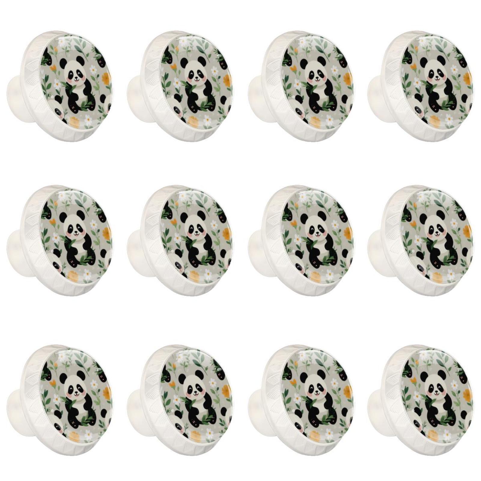 Cute Panda Animals 12 Pcs White Round Drawer Pulls with Screws,ABS and ...