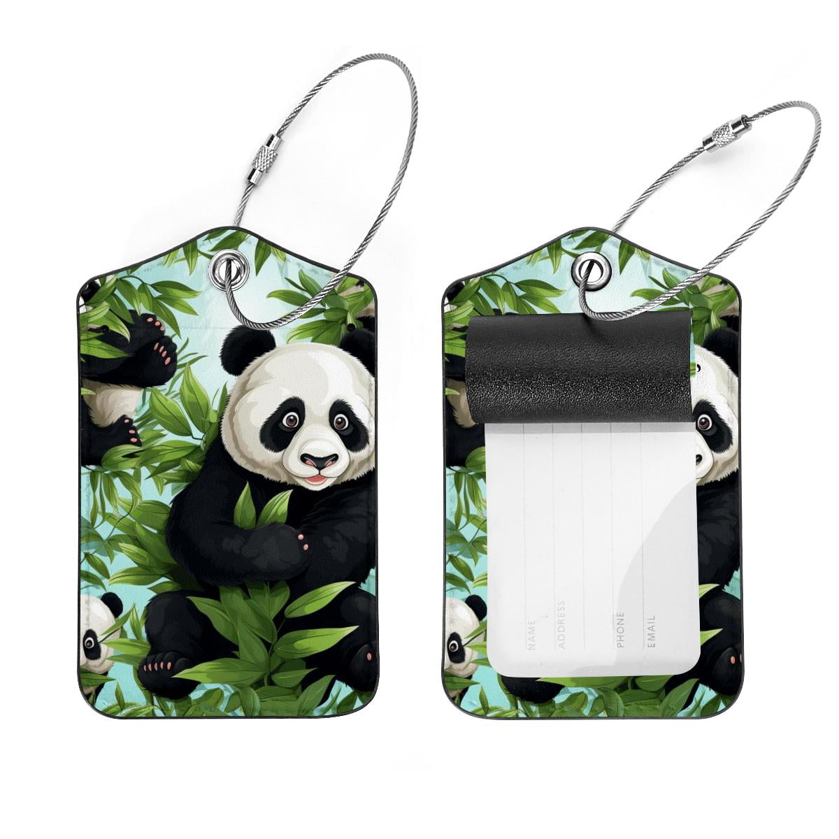 Cute Panda Animals 2 Pack Luggage Tags Suitcases PU Leather Travel Bag ...