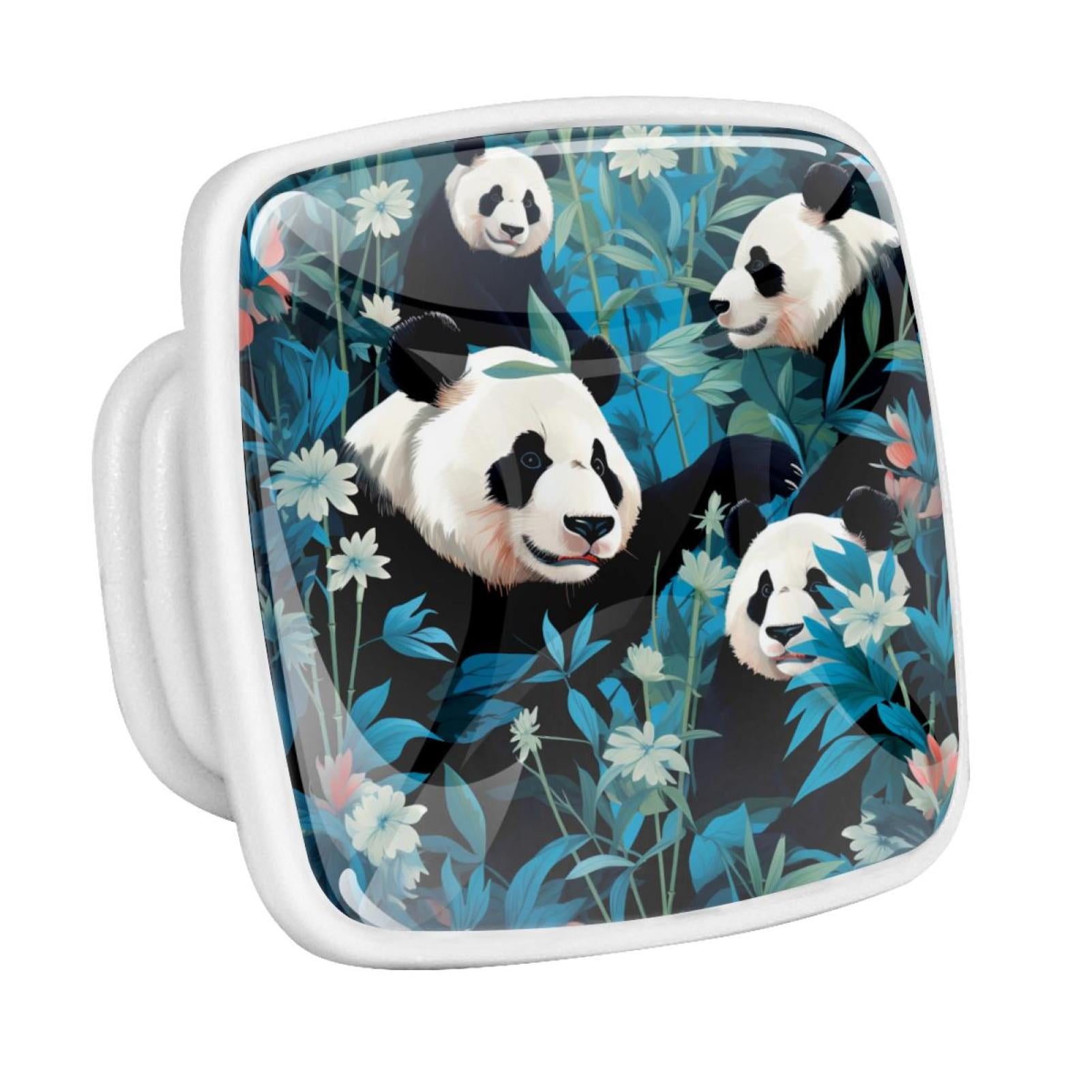 Cute Panda Animals Fluorescent Drawer Pulls with Screws Square 4-Pack ...