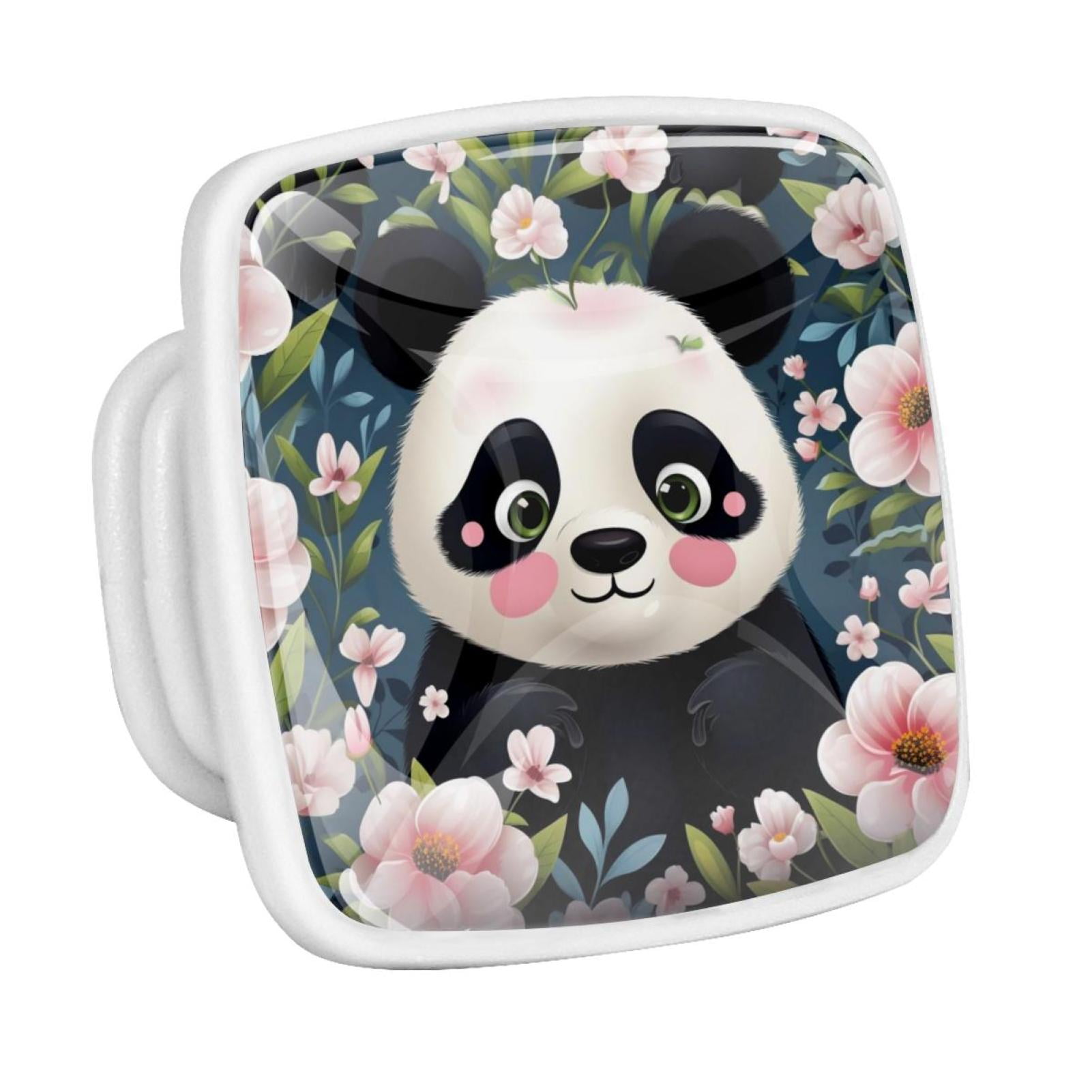 Cute Panda Animals Fluorescent Drawer Pulls with Screws Square 4-Pack ...