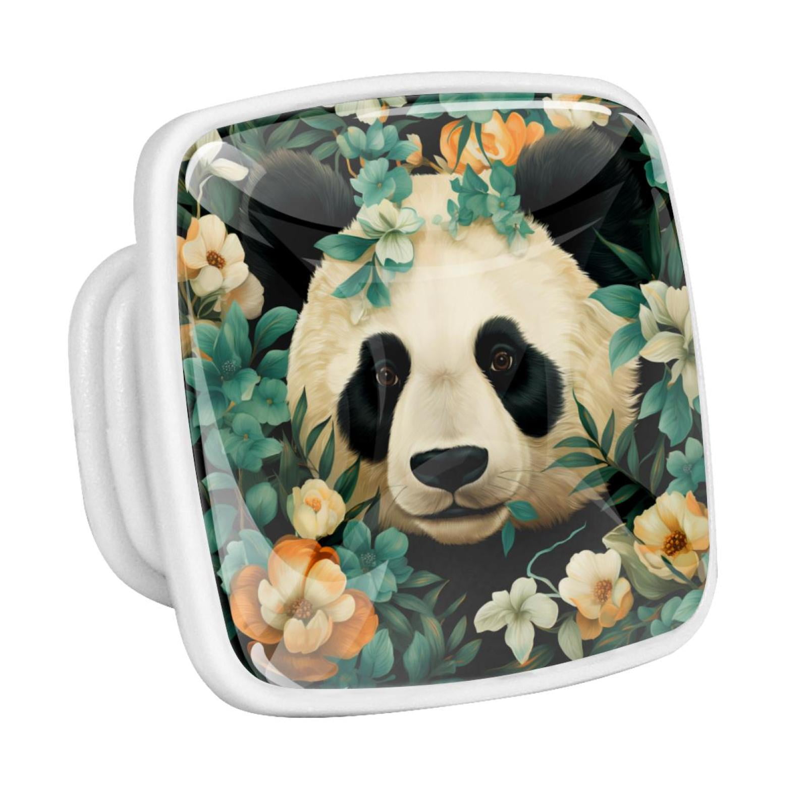Cute Panda Animals Fluorescent Drawer Pulls with Screws Square 4-Pack ...
