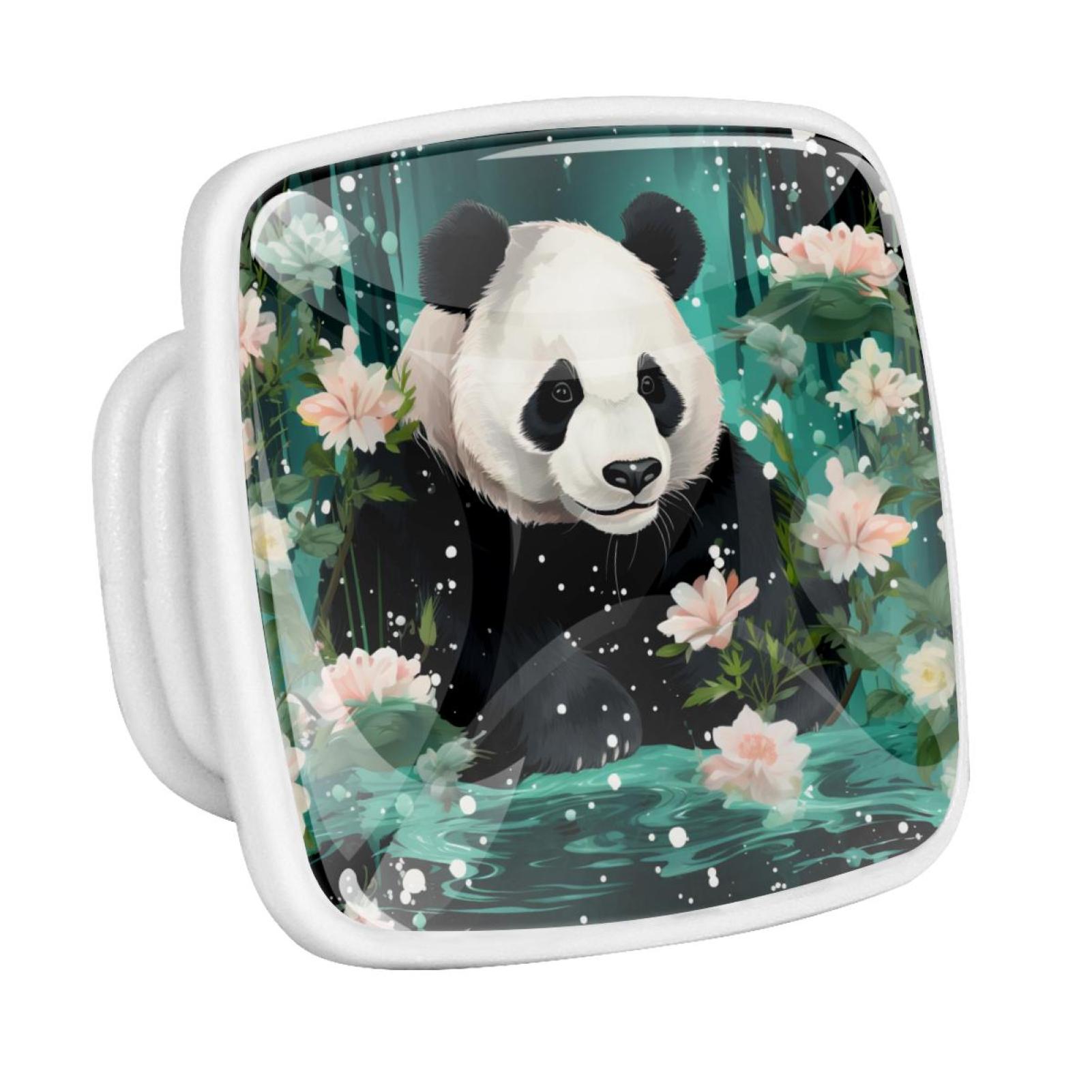 Cute Panda Animals Fluorescent Drawer Pulls with Screws Square 4-Pack ...