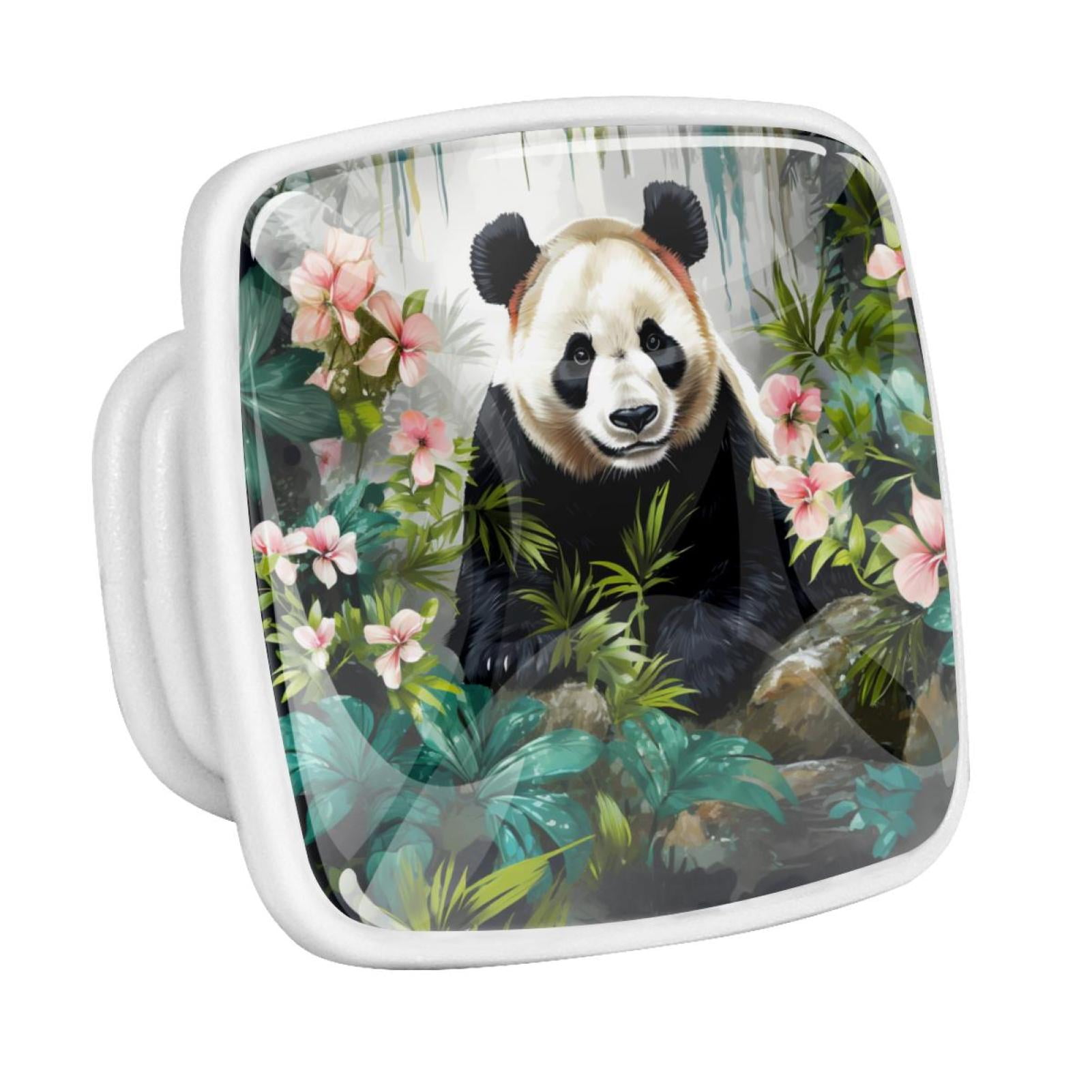 Cute Panda Animals Fluorescent Drawer Pulls with Screws Square 4-Pack ...