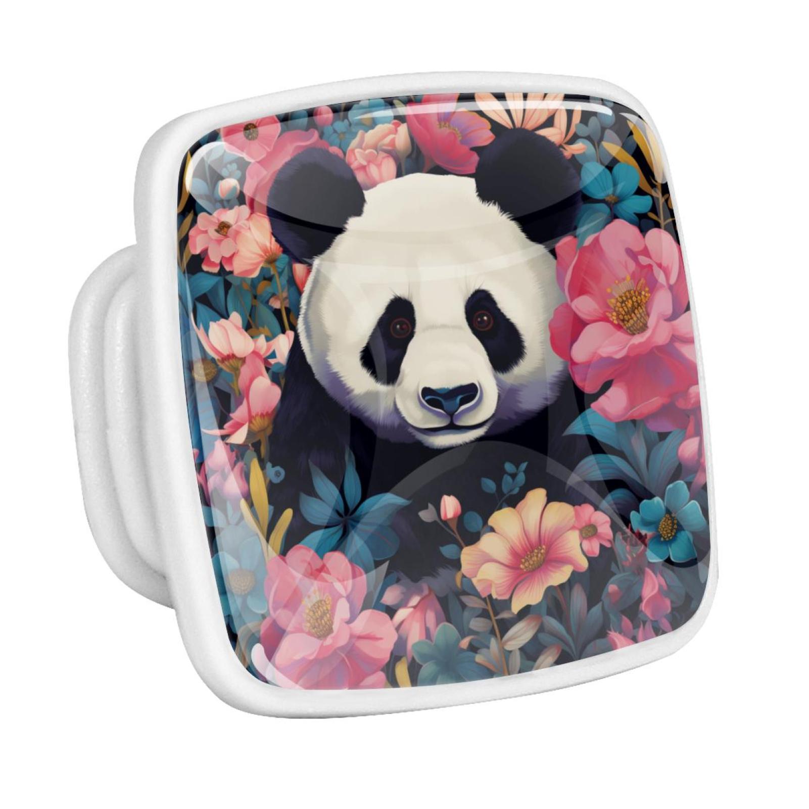 Cute Panda Animals Fluorescent Drawer Pulls with Screws Square 4-Pack ...