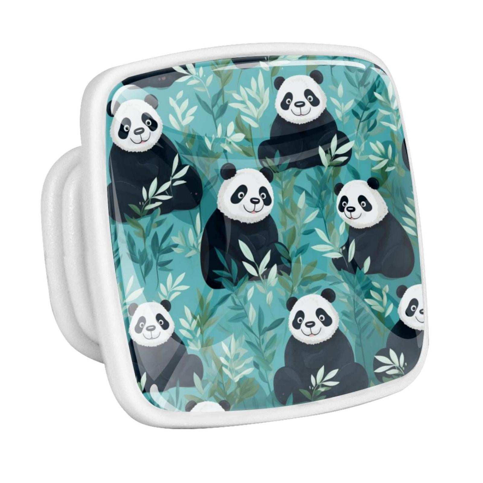 Cute Panda Animals Fluorescent Drawer Pulls with Screws Square 4-Pack ...
