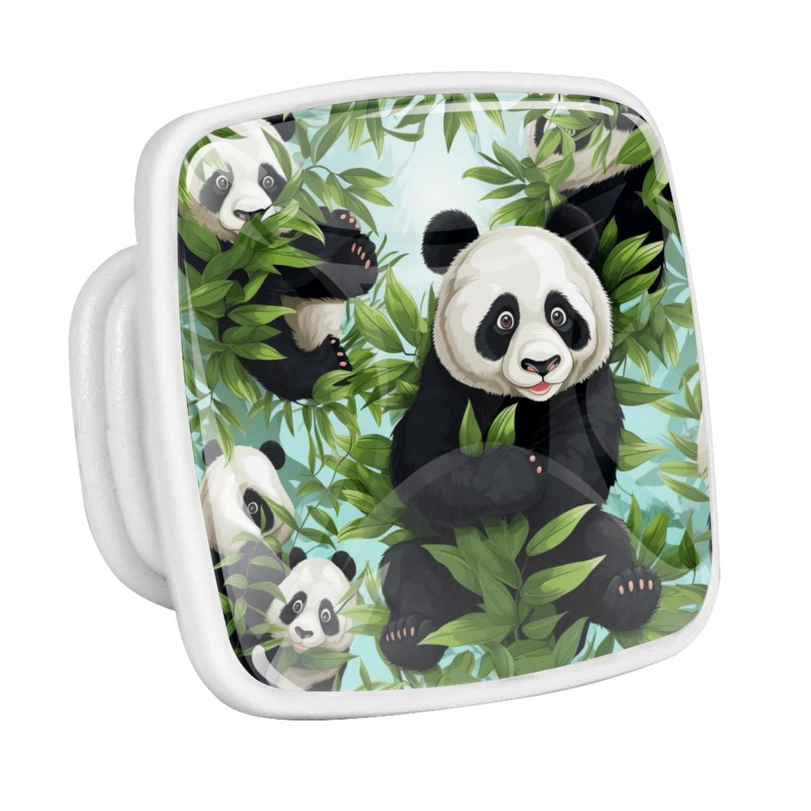 Cute Panda Animals Fluorescent Drawer Pulls with Screws Square 4-Pack ...