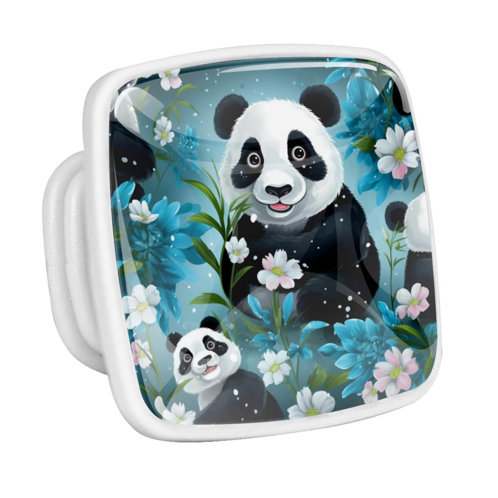 Cute Panda Animals Fluorescent Drawer Pulls with Screws Square 4-Pack ...