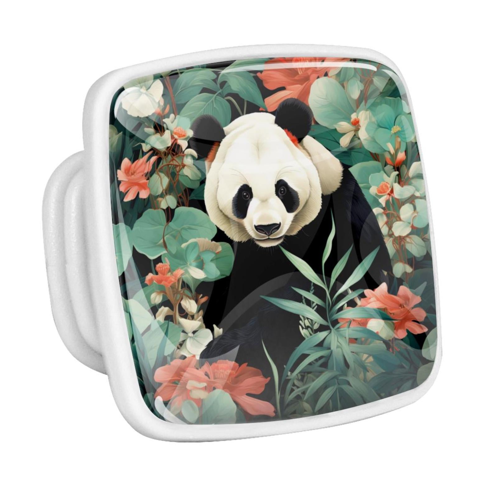 Cute Panda Animals Fluorescent Drawer Pulls with Screws Square 4-Pack ...