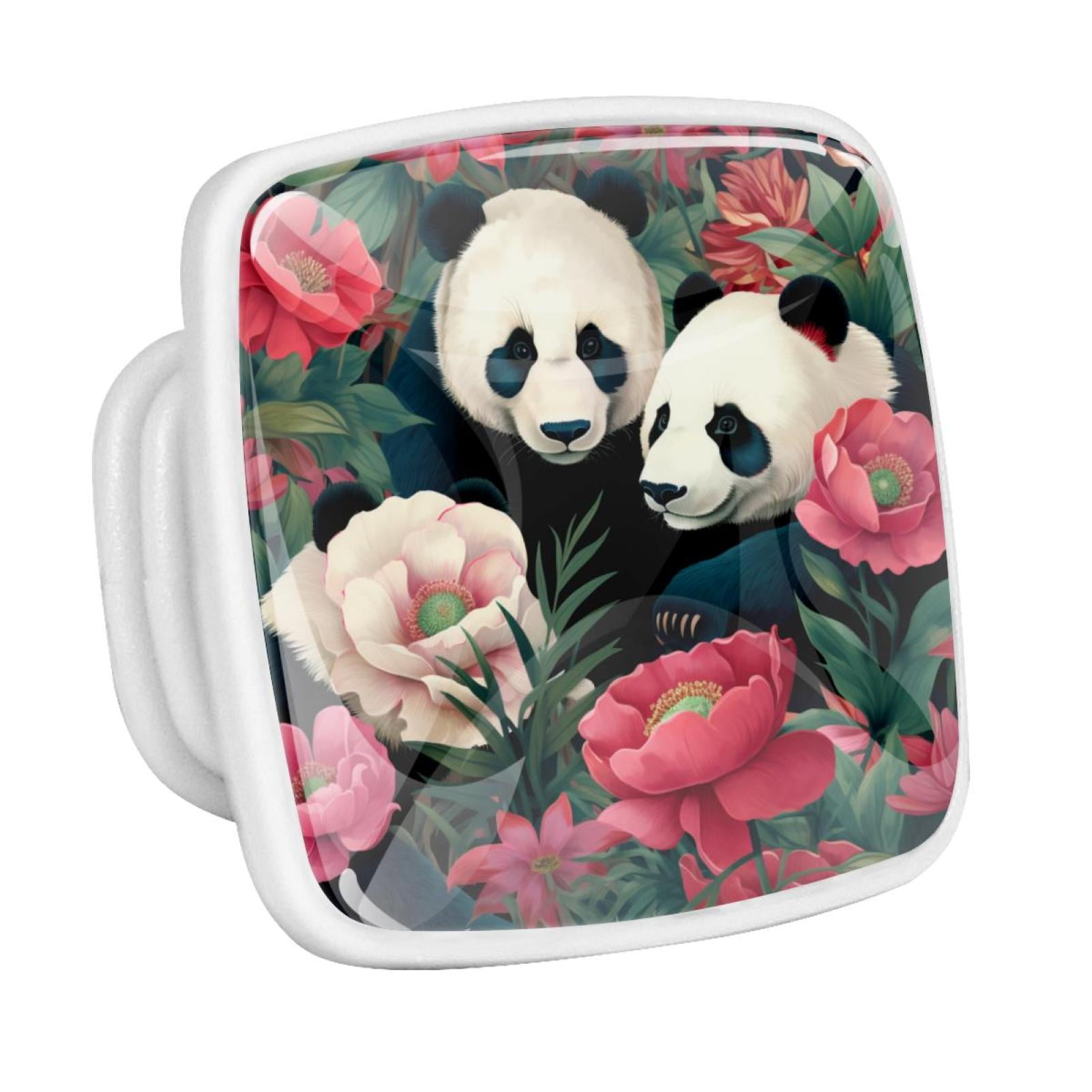 Cute Panda Animals Fluorescent Drawer Pulls with Screws Square 4-Pack ...