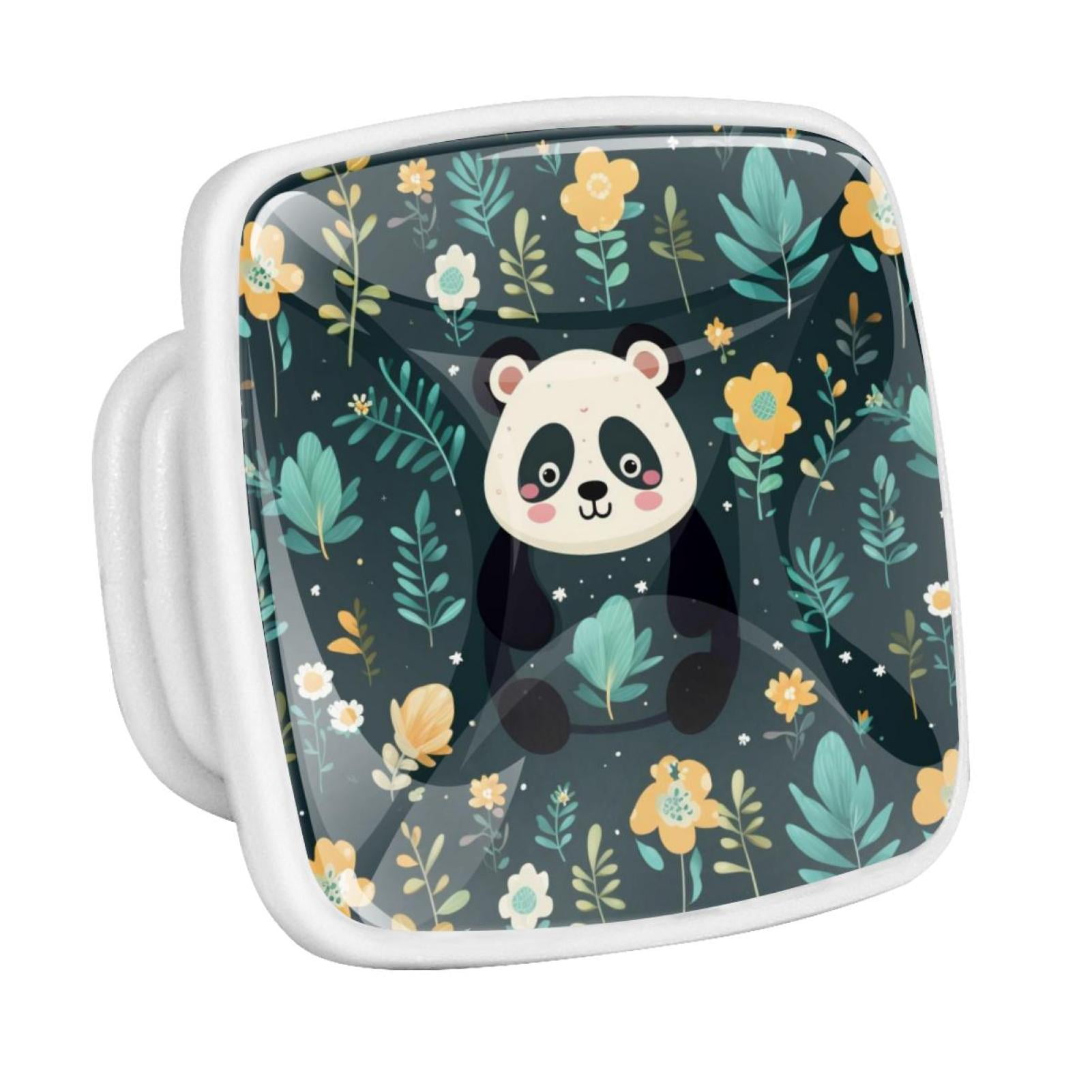 Cute Panda Animals Fluorescent Drawer Pulls with Screws Square 4-Pack ...