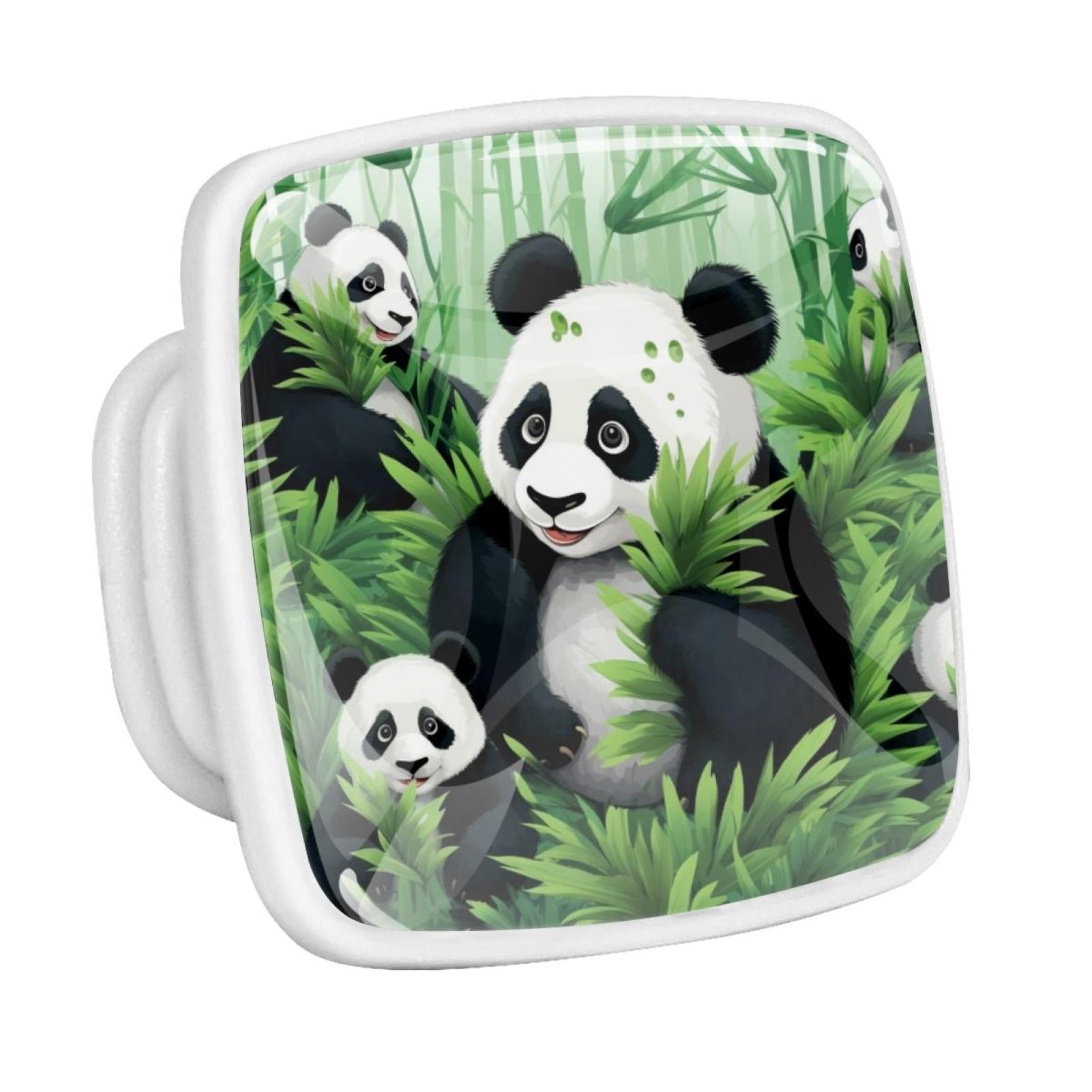 Cute Panda Animals Fluorescent Drawer Pulls with Screws Square 4-Pack ...