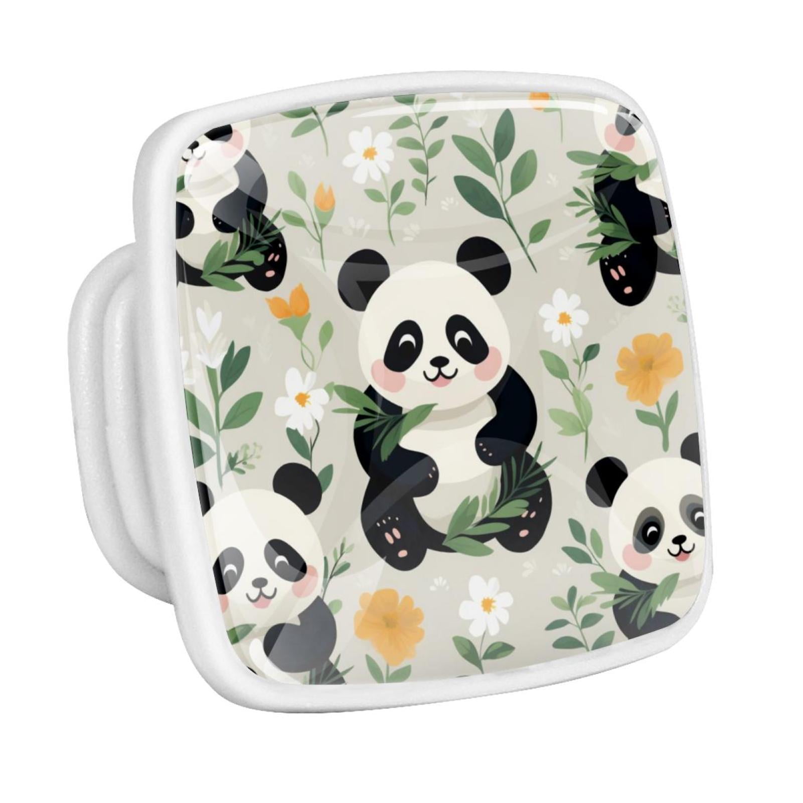 Cute Panda Animals Fluorescent Drawer Pulls with Screws Square 4-Pack ...