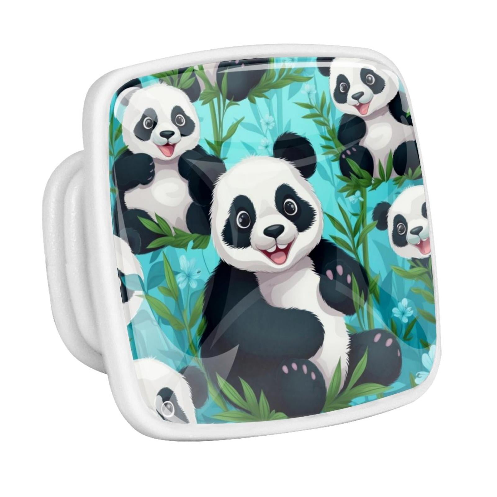 Cute Panda Animals Fluorescent Drawer Pulls with Screws Square 4-Pack ...