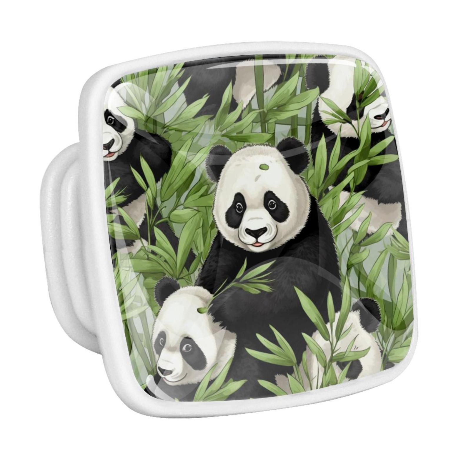 Cute Panda Animals Fluorescent Drawer Pulls with Screws Square 4-Pack ...