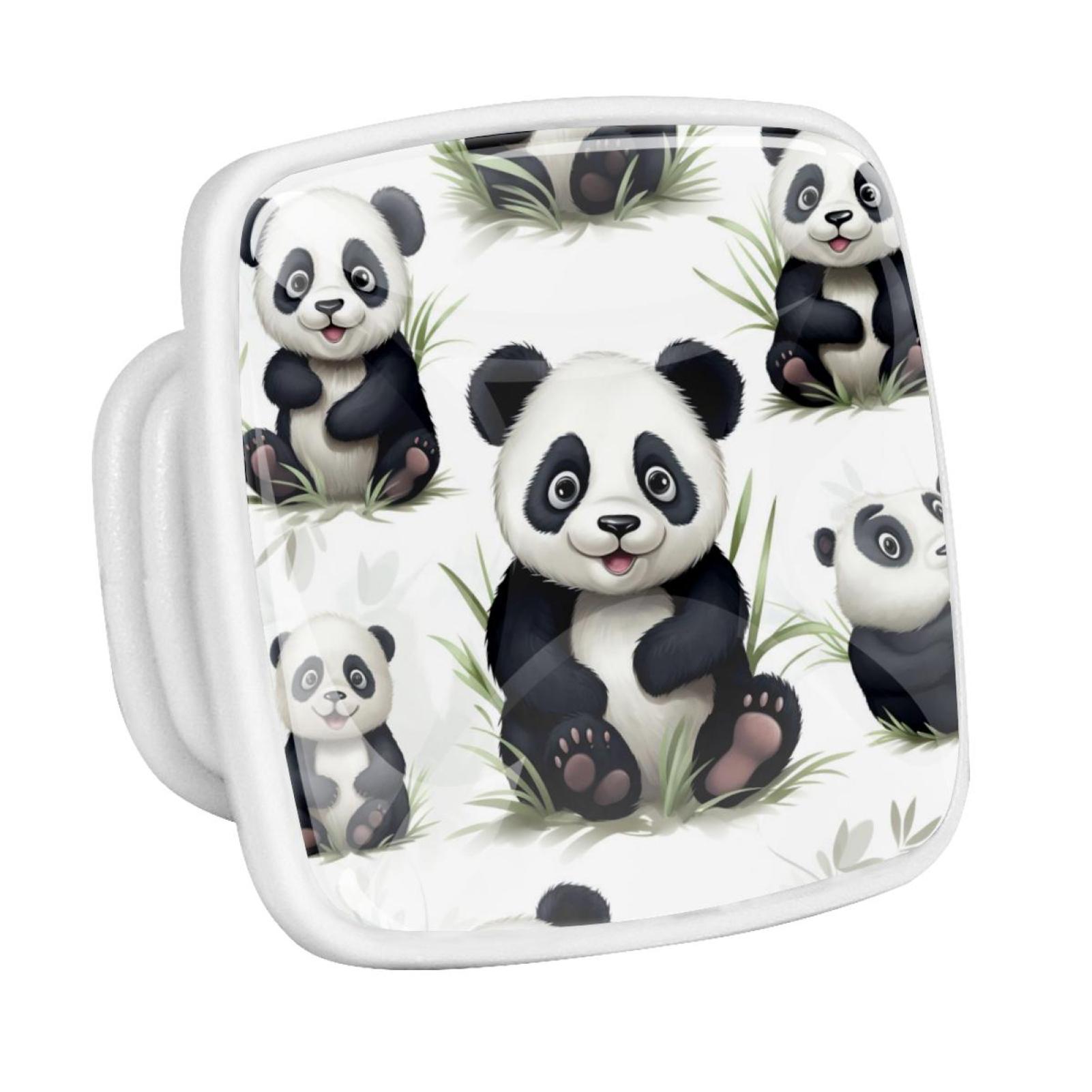 Cute Panda Animals Fluorescent Drawer Pulls with Screws Square 4-Pack ...