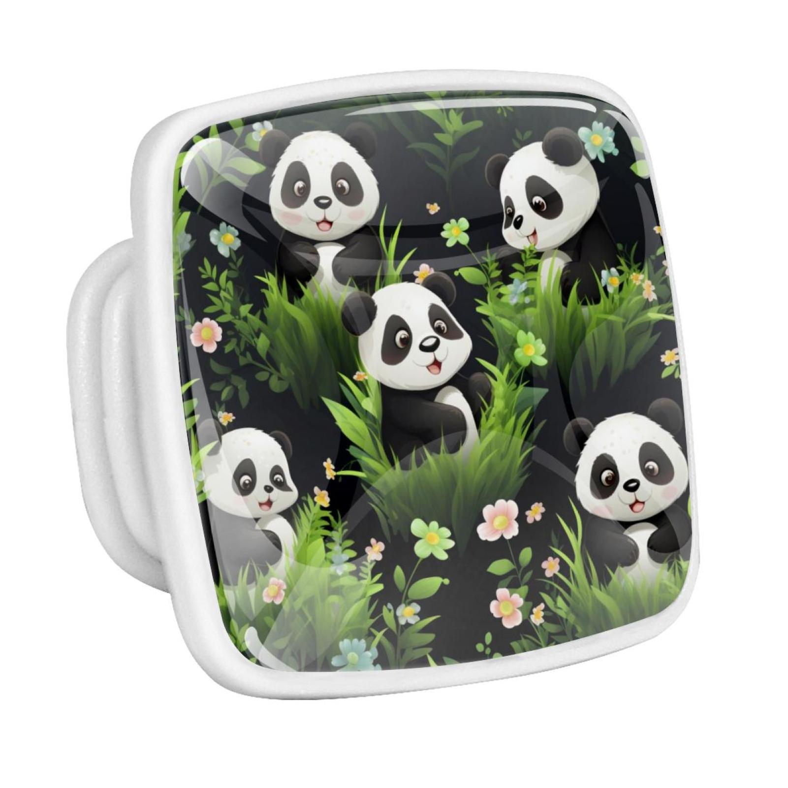 Cute Panda Animals Fluorescent Drawer Pulls with Screws Square 4-Pack ...