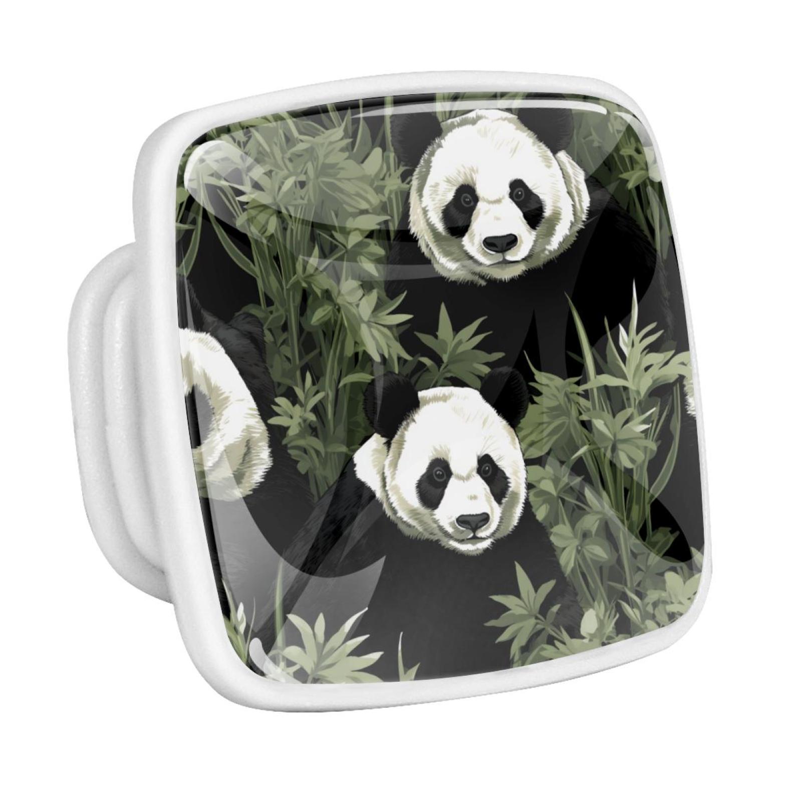 Cute Panda Animals Fluorescent Drawer Pulls with Screws Square 4-Pack ...
