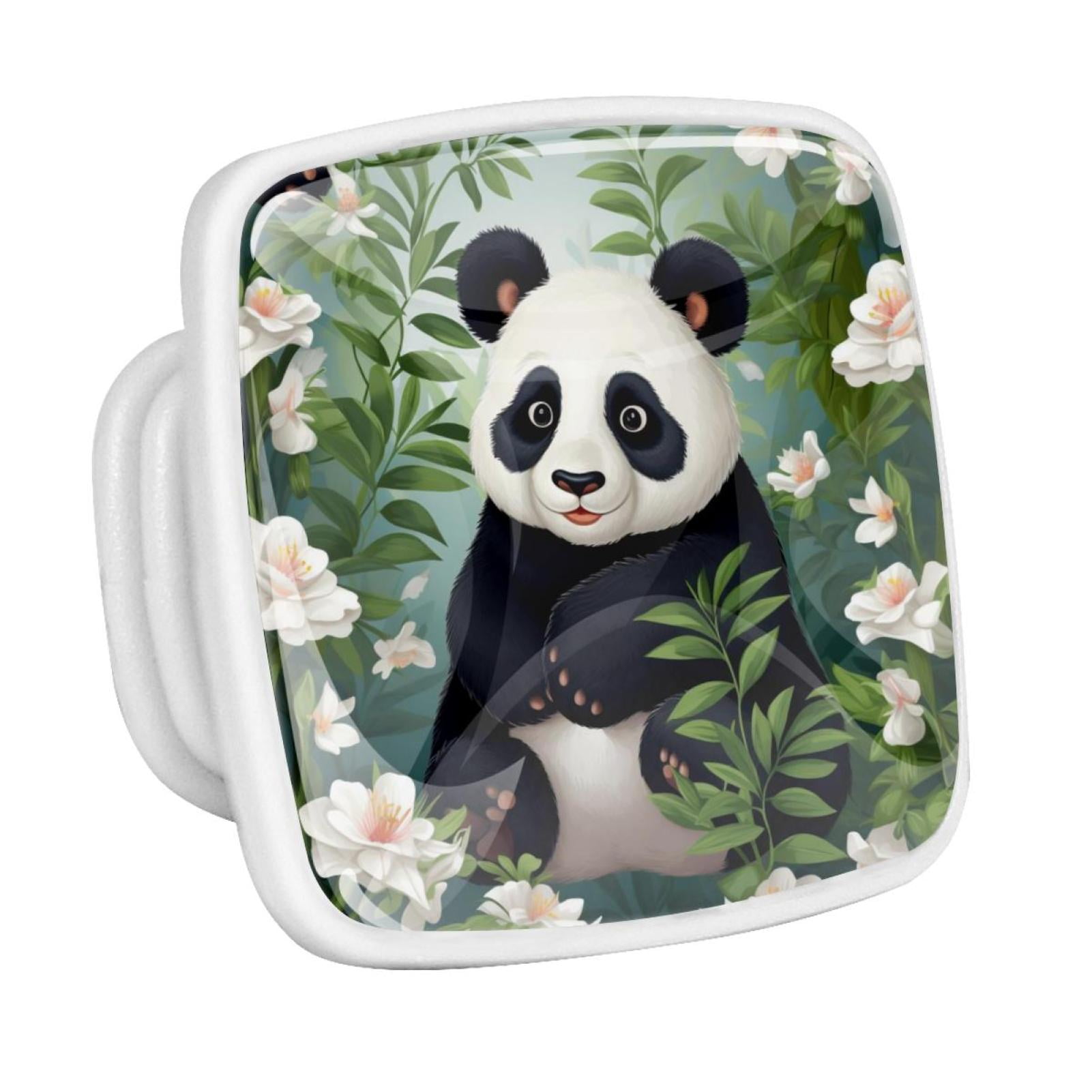 Cute Panda Animals Fluorescent Drawer Pulls with Screws Square 4-Pack ...