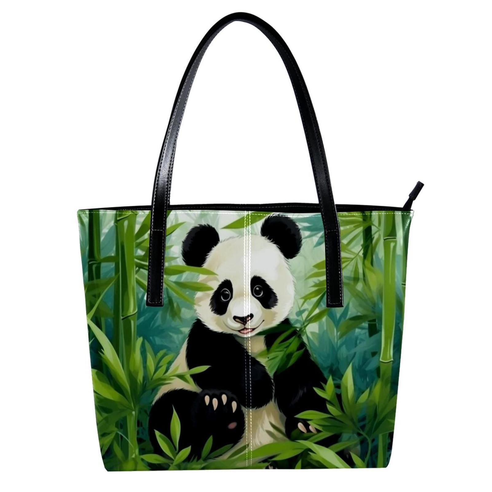 Cute Panda Animals Leather Stitching Handbag High Quality Fashion Women ...