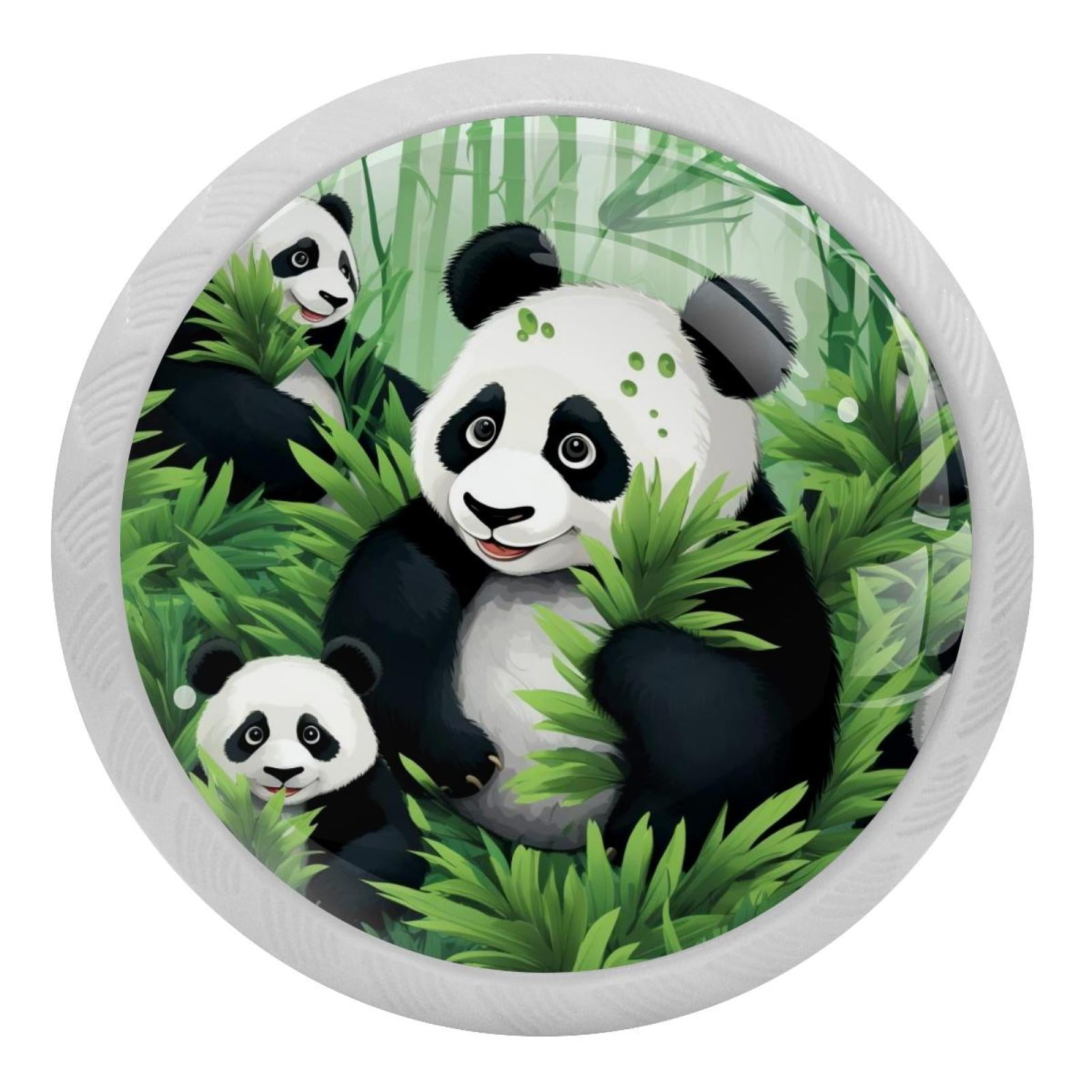Cute Panda Animals Pattern 4PCS Cabinet Knobs Pulls Fluorescent Drawer ...
