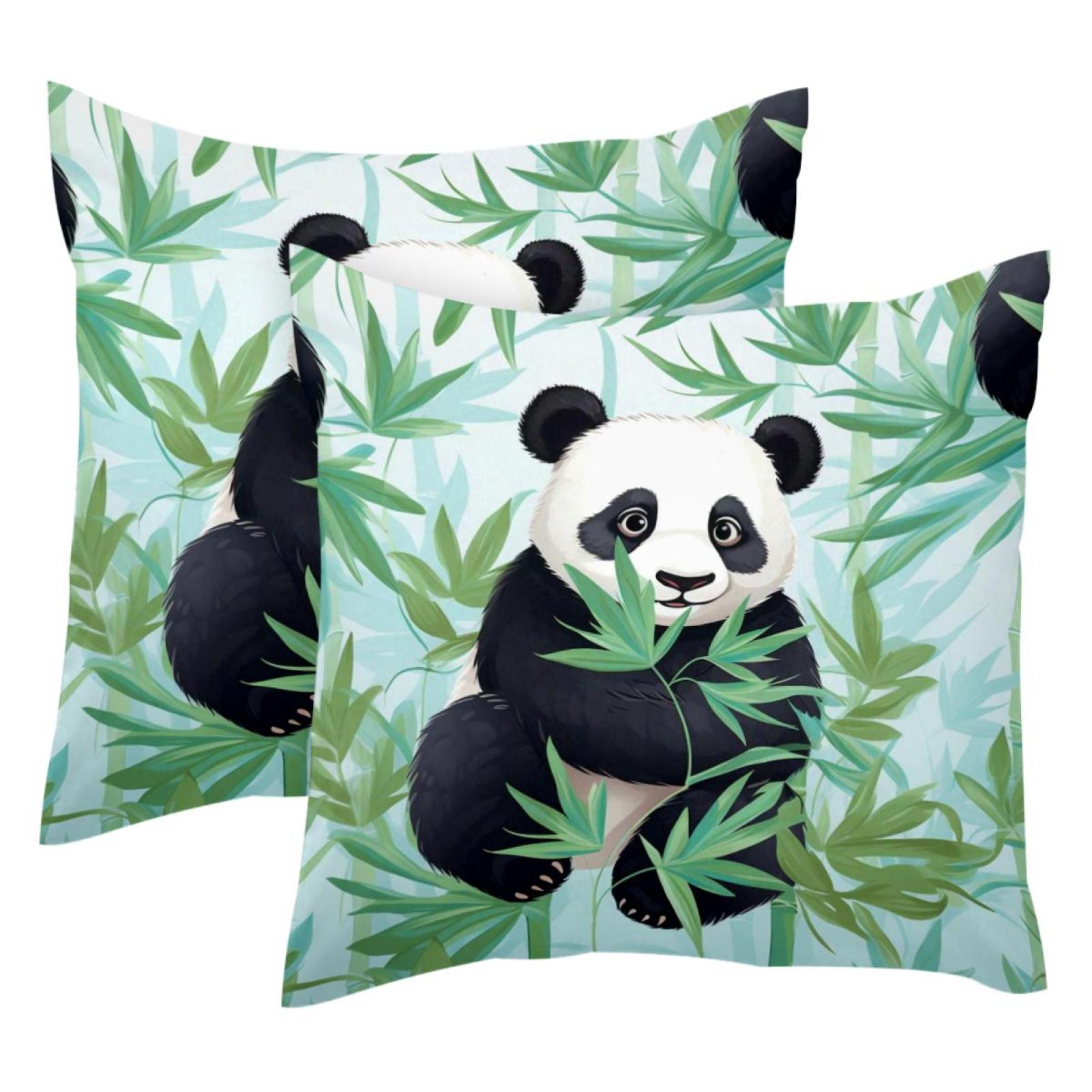 Cute Panda Animals Printed Square 2PC Cushion Pillow Throw Cover Sofa ...