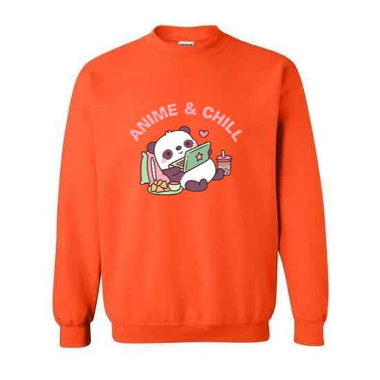 Cute Panda Anime And Chill Funny Animal Themed Quote Unisex Sweatshirt ...