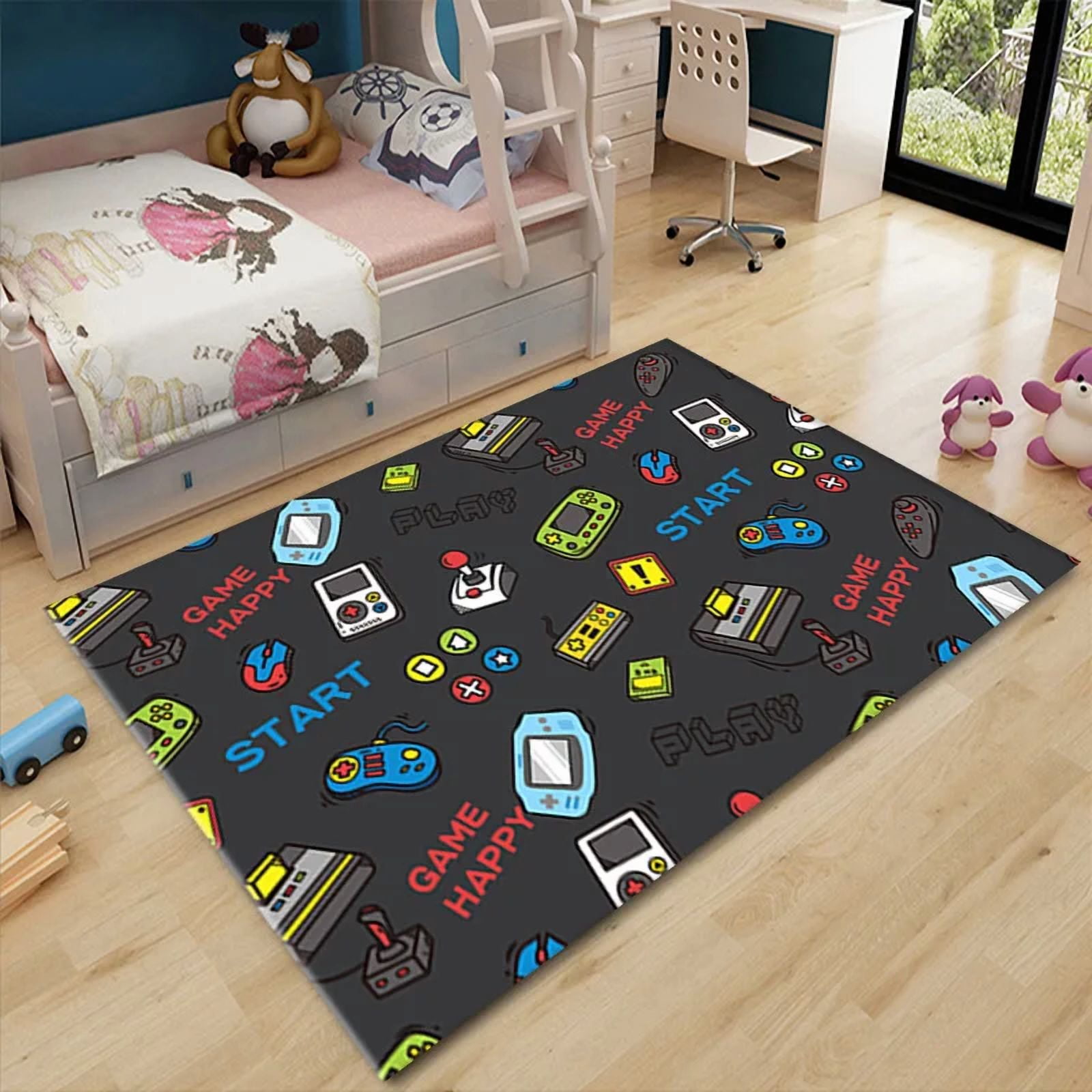 Cute Panda Area Rug for Bedroom Playroom Sofa Natural Bamboo Leaves ...